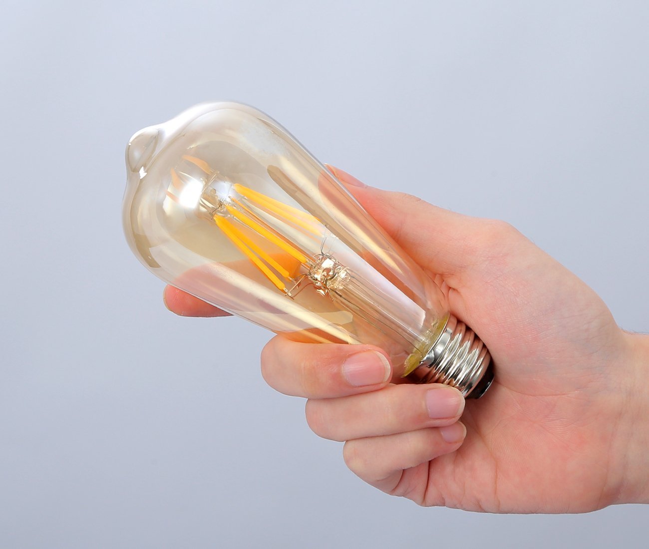 ZYCYLIGHT Dimmable Led Bulb, 6w LED Edison Bulb, 6W Vintage LED Filament Light Bulb, St64 Led Bulb,2400-2700K (Amber Glow),e26 /e27 Base, Amber Glass Cover, 10 Pack
