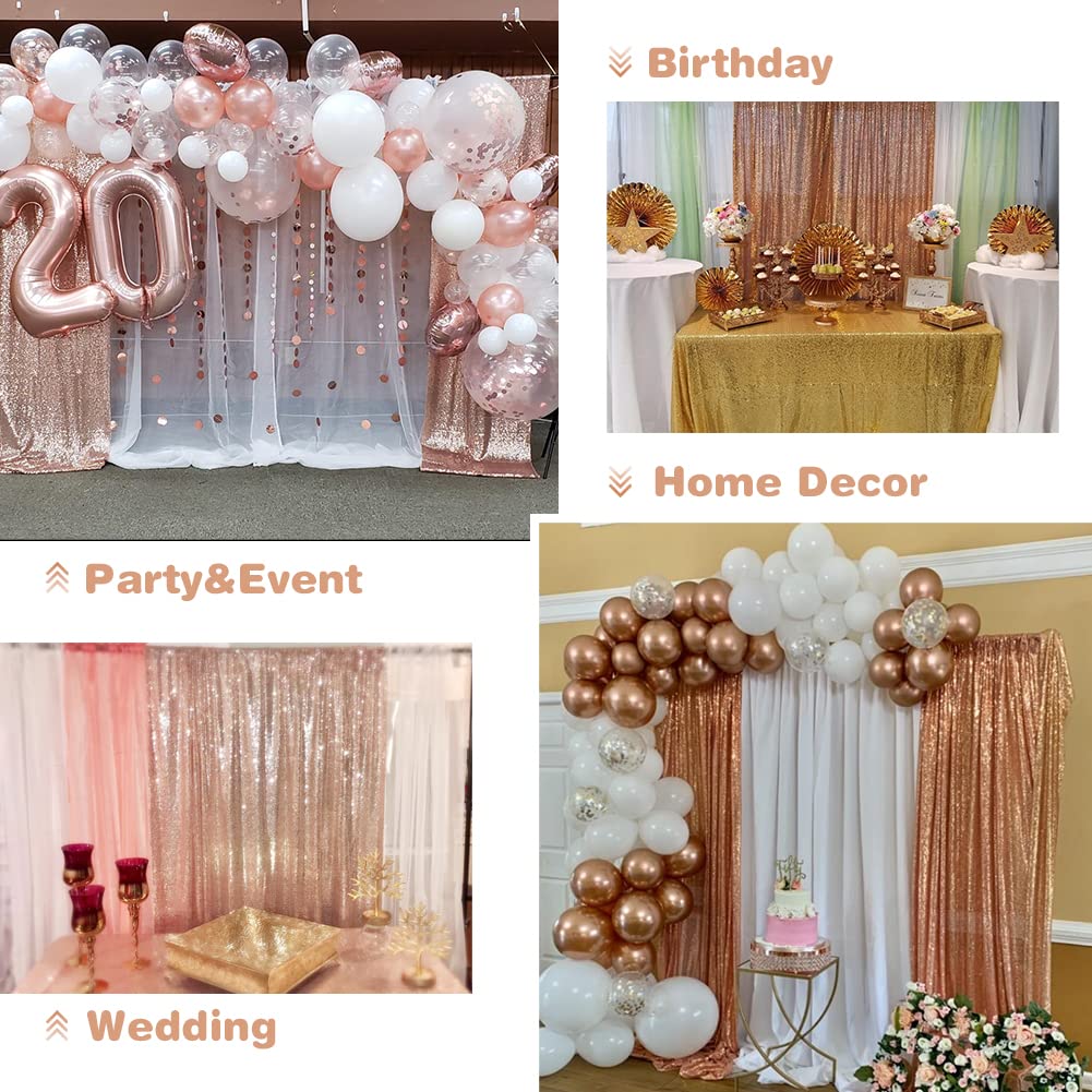 Sequin Backdrop Curtain Eternal Beauty Glitter Sequin Background for Wedding Party Decor (W6 x H6FT,Rose Gold)