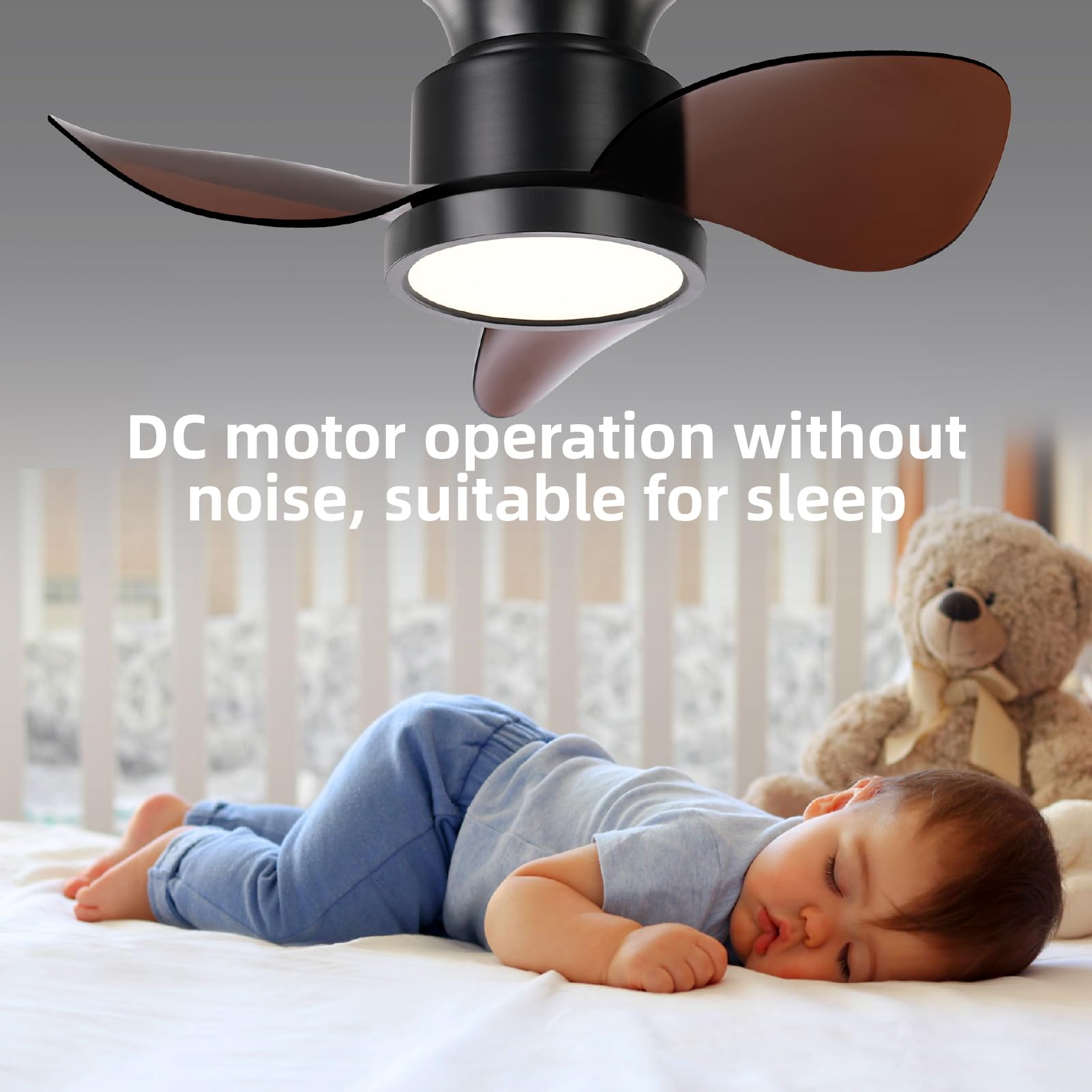 Roomratv Ceiling Fans with Lights 22 inch Quiet Ceiling Fan Large Airflow Remote Control 3 Color Temperature for Bedroom Kitchen Dining room Patio(Black)