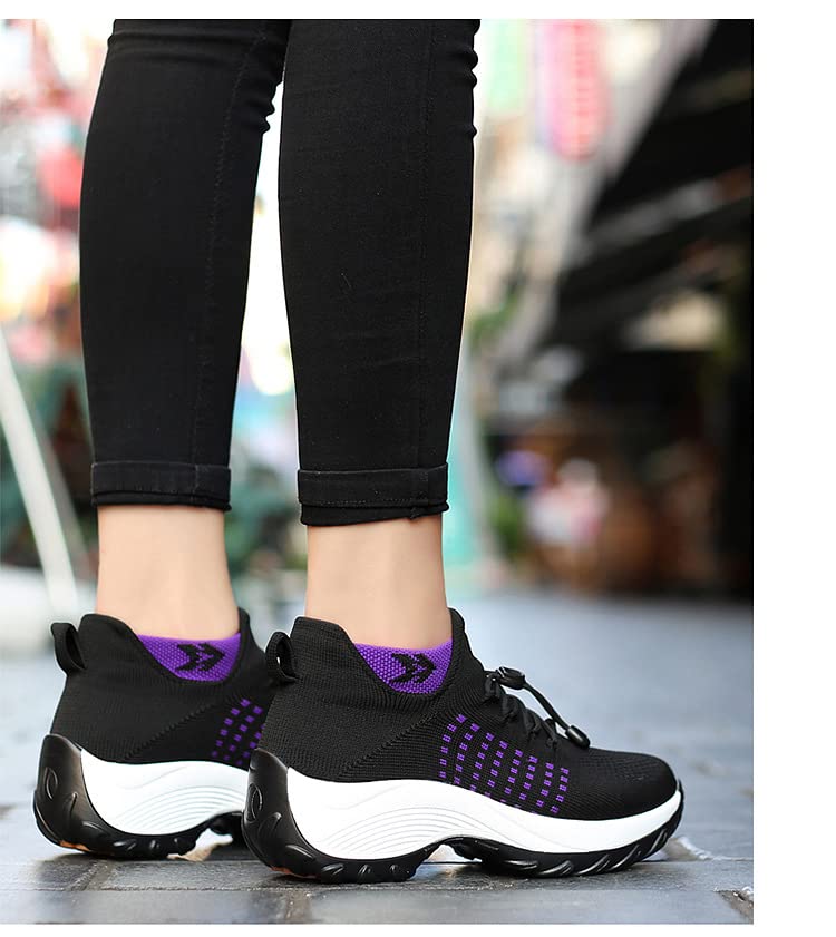 Women’s Ortho Stretch Cushion Shoes ComforthoFit Cloud Pro Ergonomic Pain Relief Footwear Running Lightweight Tennis Shoes Purple