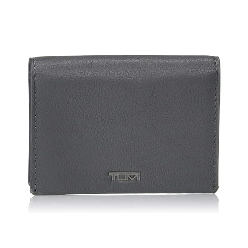 TUMI - Nassau Gusseted Card Case Leather Wallet - Mens Card Case Wallet - Grey Texture