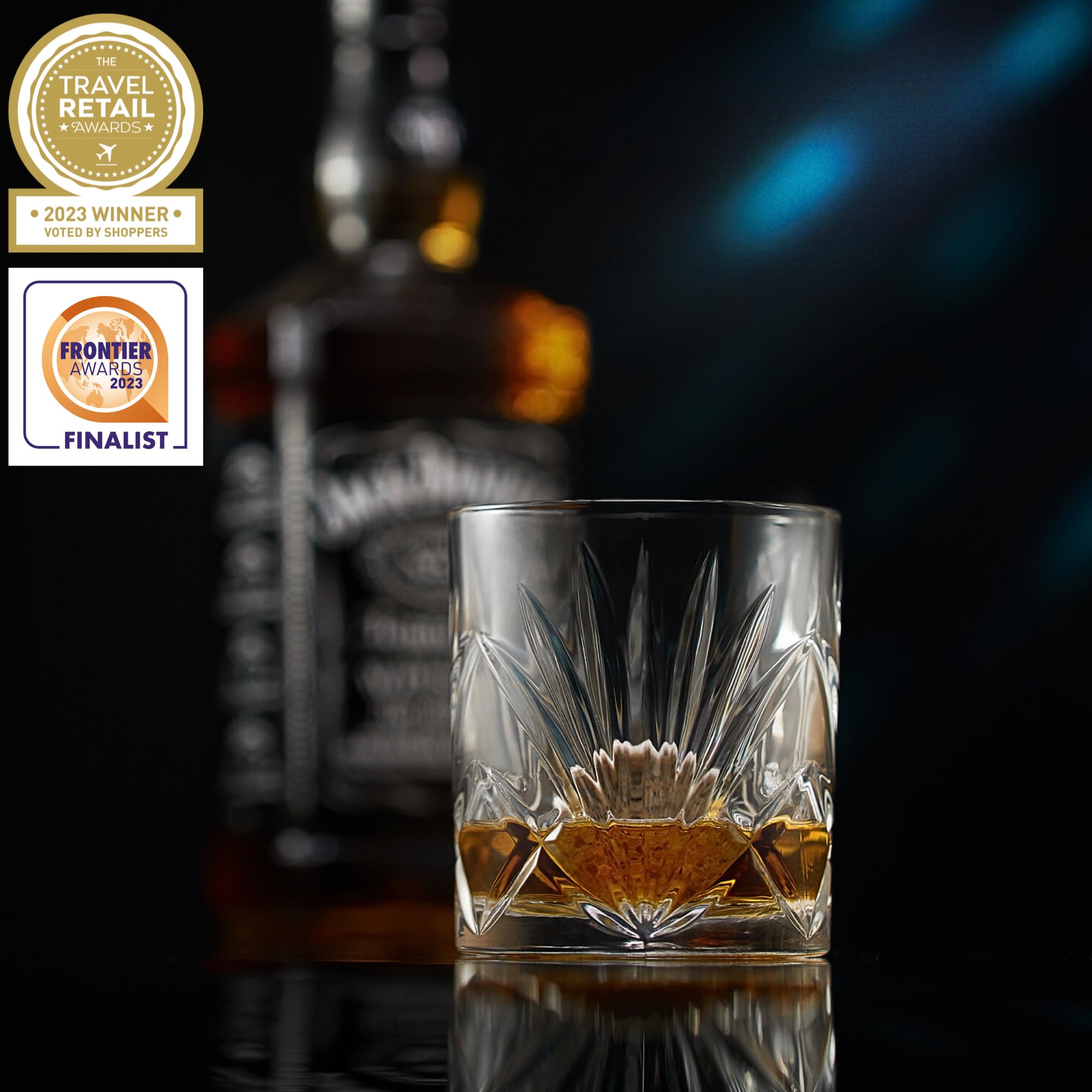 Whiskey Chilling Stones Gift Set - 6 Handcrafted Premium Granite Round Sipping Rocks - 2 Heavy Bourbon Glasses - Hardwood Presentation & Storage Tray - Elegant Gold Foil Gift Box by R.O.C.K.S.