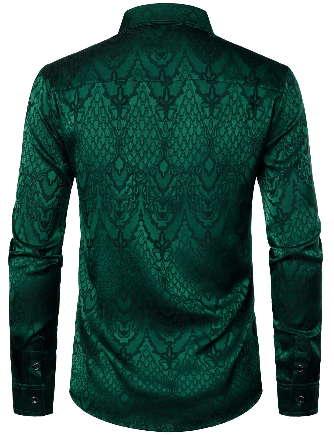 ZEROYAA Men's Hipster Slim Fit Long Sleeve Gothic Jacquard Button Up Dress Shirts for Party Prom ZLCL32-Emerald XX-Large