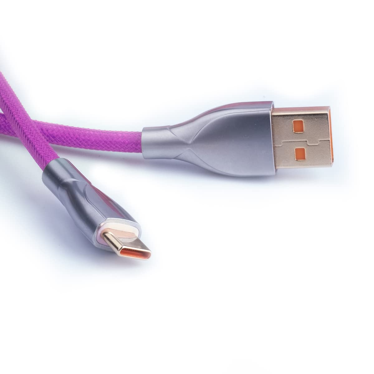 VELOCIFIRE Custom Coiled Aviator Cable, USB C Cables Nylon Braid Gaming Keyboard Cables Customized Double-Sleeved Keyboard Cables(Magenta)