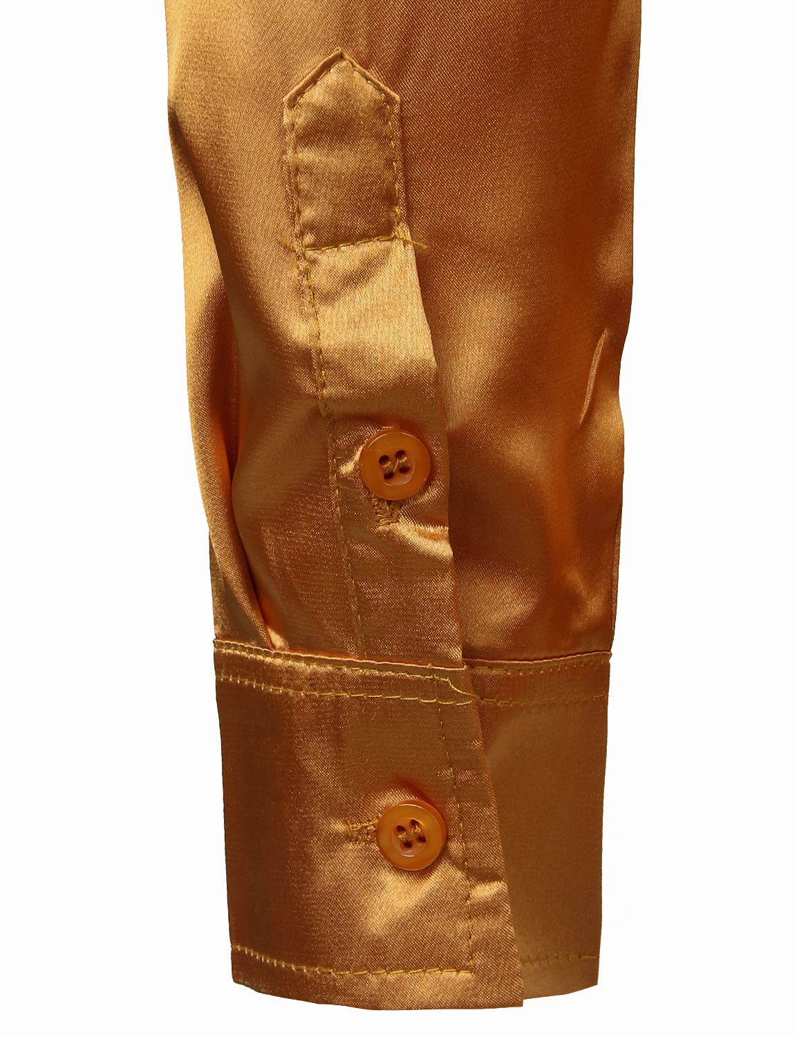 ZEROYAA Men's Luxury Shiny Silk Like Satin Button Up Dress Shirts ZLCL14-Gold Medium