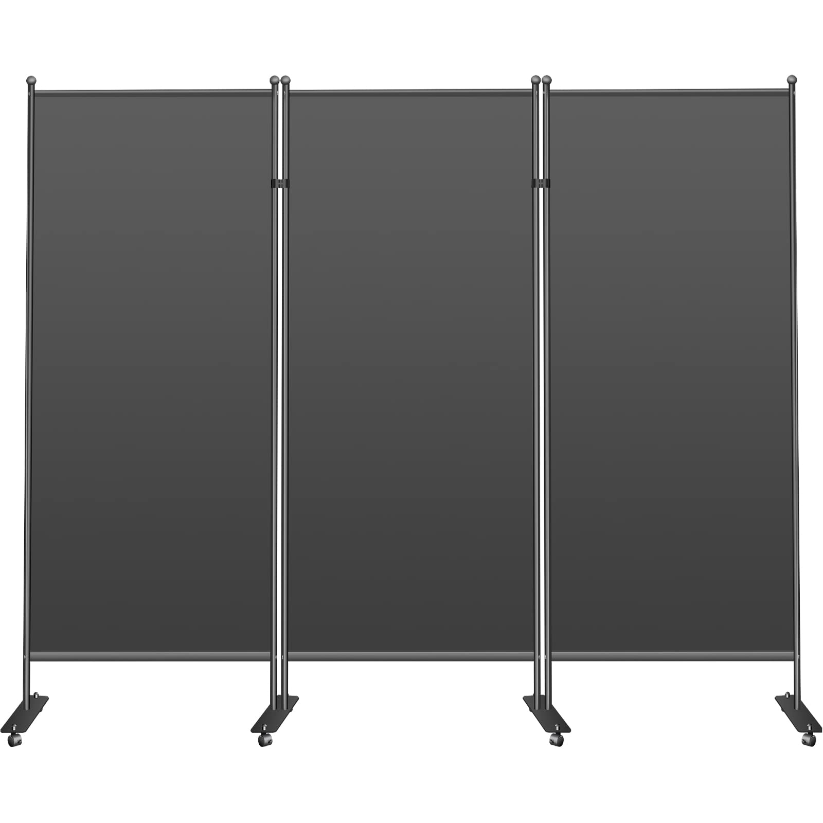 VEVOR Room Divider 6ft, Room Divider Wall 3 Panels, Partition Room Dividers 89"x73", Folding Room Divider, Panel Room Divider, Folding Privacy Screen with Wheels (Black) for Home, Dorm, Office