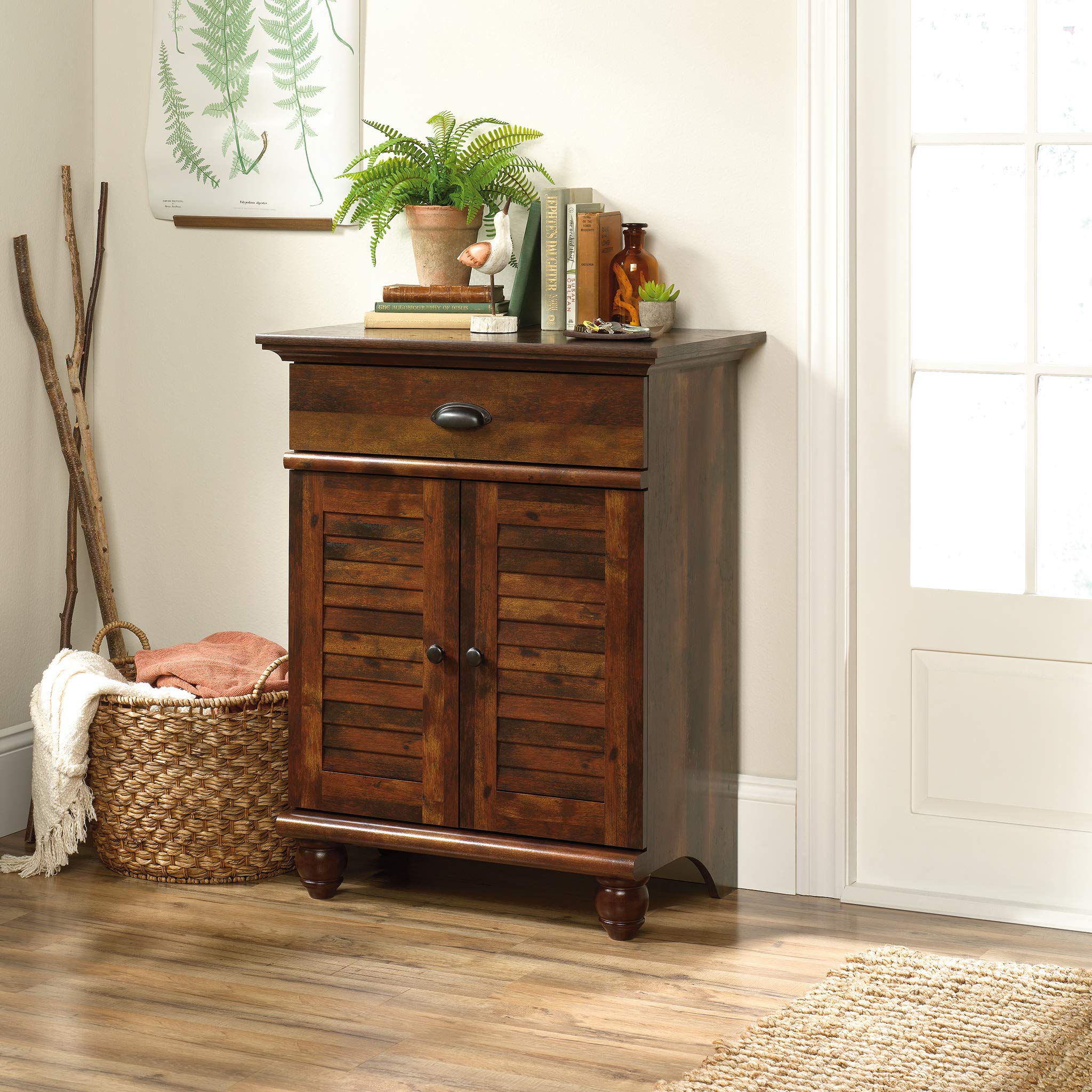 Sauder Harbor View Storage, L: 27.87" x W: 17.8" x H: 36.02", Curado Cherry Finish