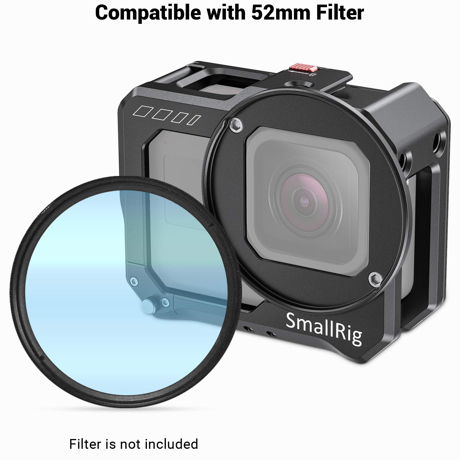 SmallRig HERO8 Vlogging Cage, Aluminum Video Cage with 52mm Filter Mount and 2 Cold Shoe Mount for Mic and Led Light for GoPro HERO8 Black CVG2505