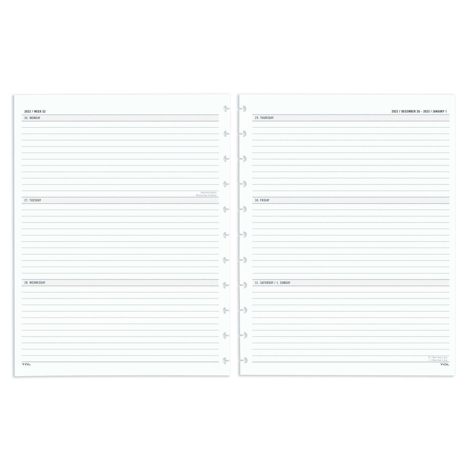 TUL® Discbound Weekly/Monthly Refill Pages, Letter Size, January to December 2023