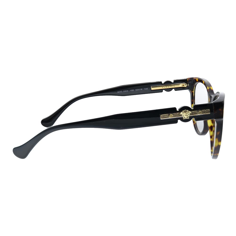 Versace VE 3304 108 Havana Plastic Cat-Eye Eyeglasses 51mm