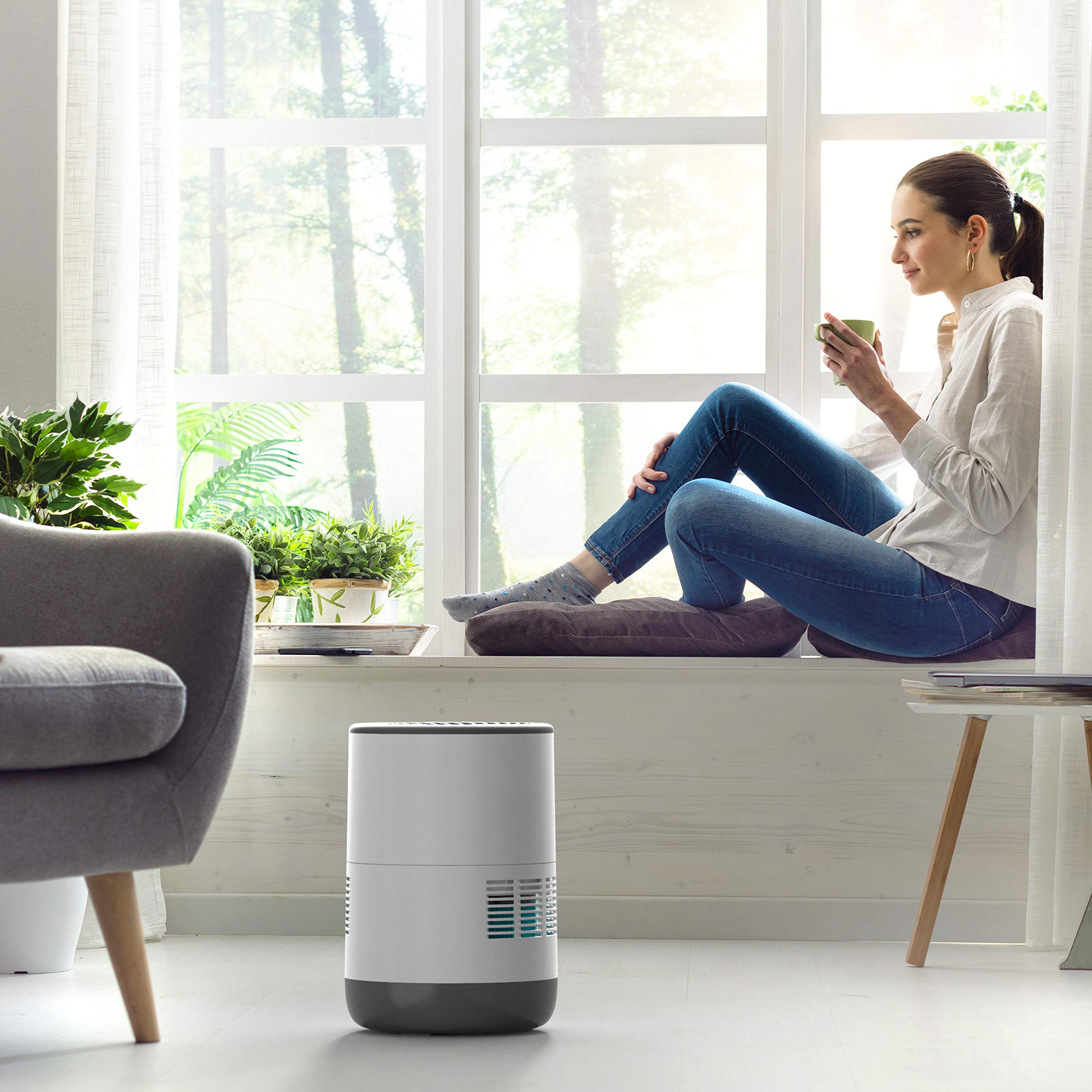 Pure Enrichment® MistAire™ Eva - Mist-Free Evaporative Humidifier (2.8L) with Antibacterial Filter, 4-Speeds, Large Room Coverage up to 500 sq. ft., and Auto Shut-Off Timer