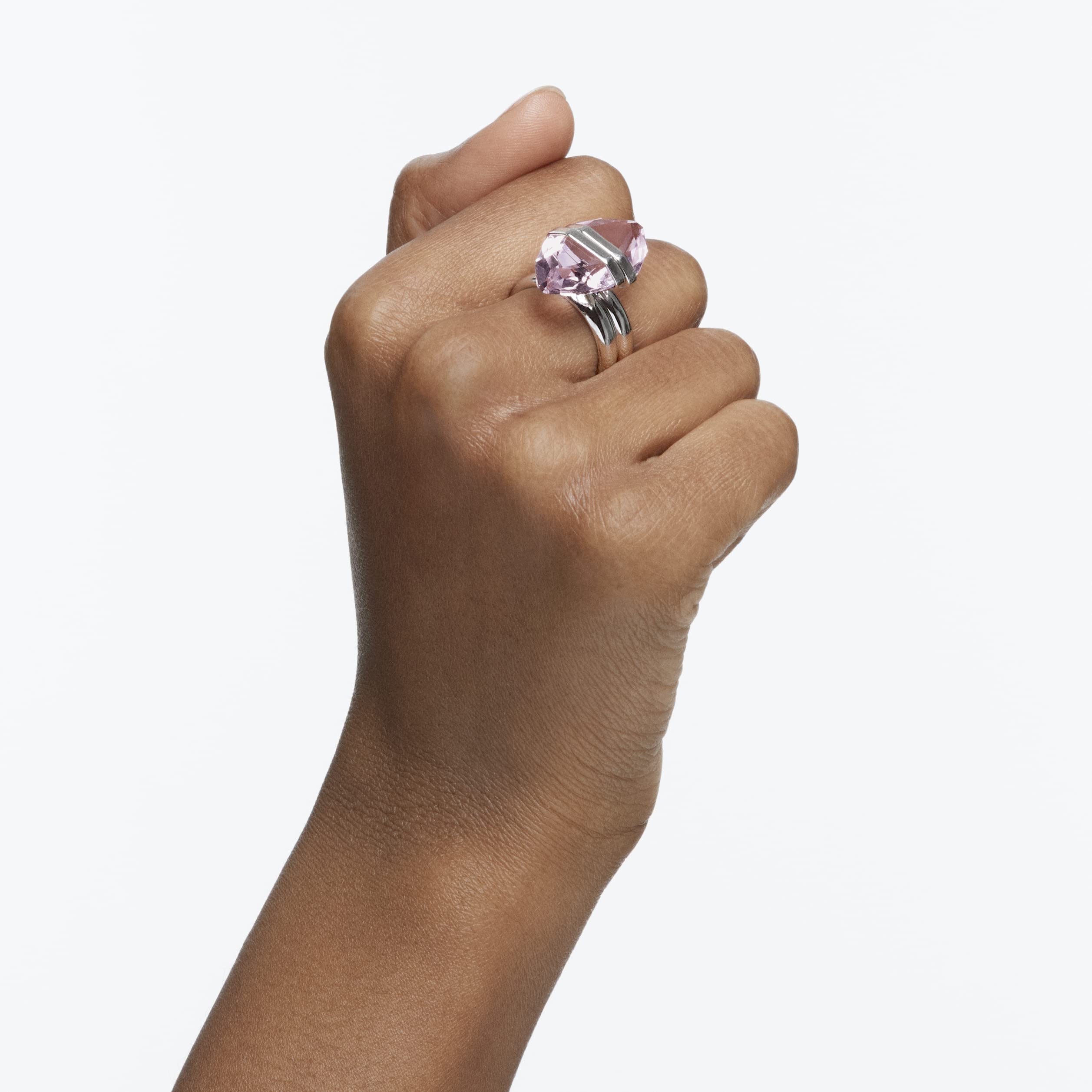 SWAROVSKI Lucent ring, Magnetic, Pink, Rhodium plated, Size 9