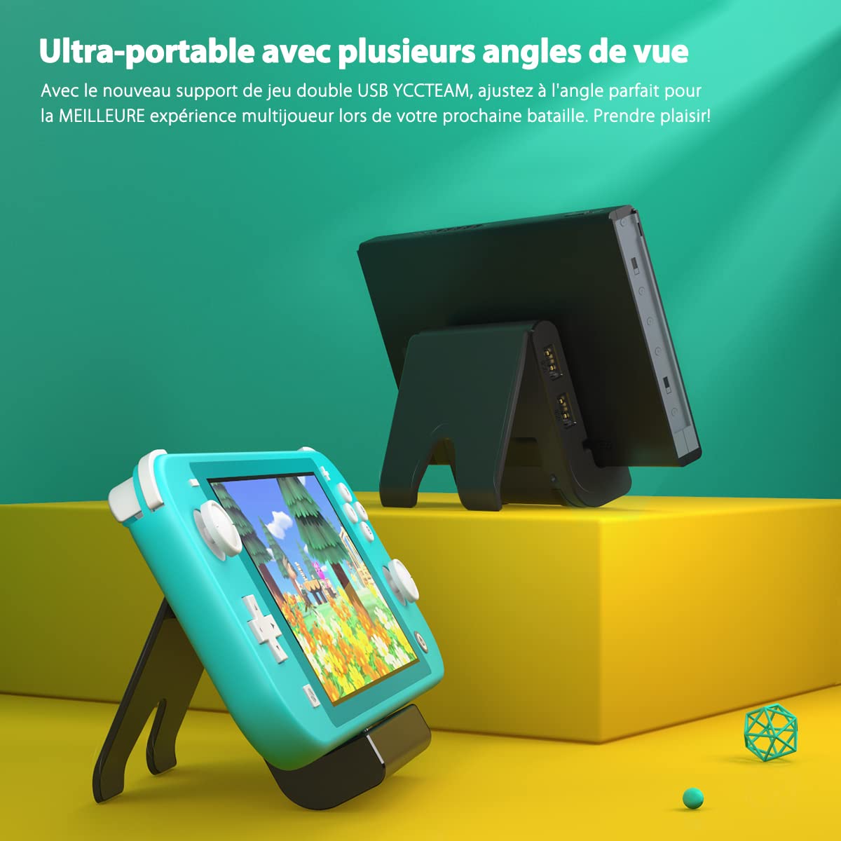 YCCTEAM Switch Dock for Switch Lite, Dual USB Playstand Adjustable Desktop Switch Stand for Switch, with 4 USB Ports,1 AC Adapter Port for Plug and Play