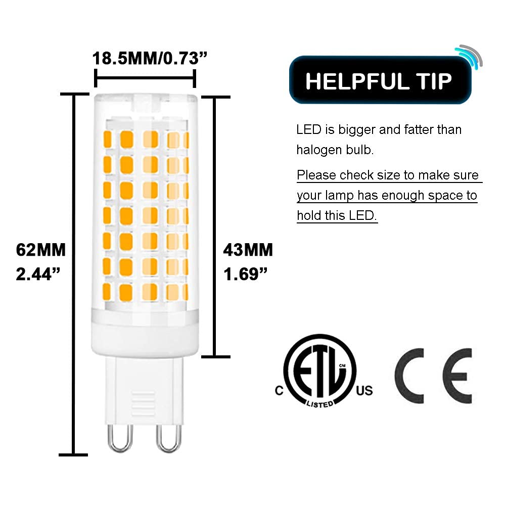 SumVibe G9 LED Bulb 6W, 60W G9 Halogen Bulb Replacement, 540LM, Daylight White 6000K, AC110-130V G9 Base Non-Dimmable Light Bulbs, 12-Pack