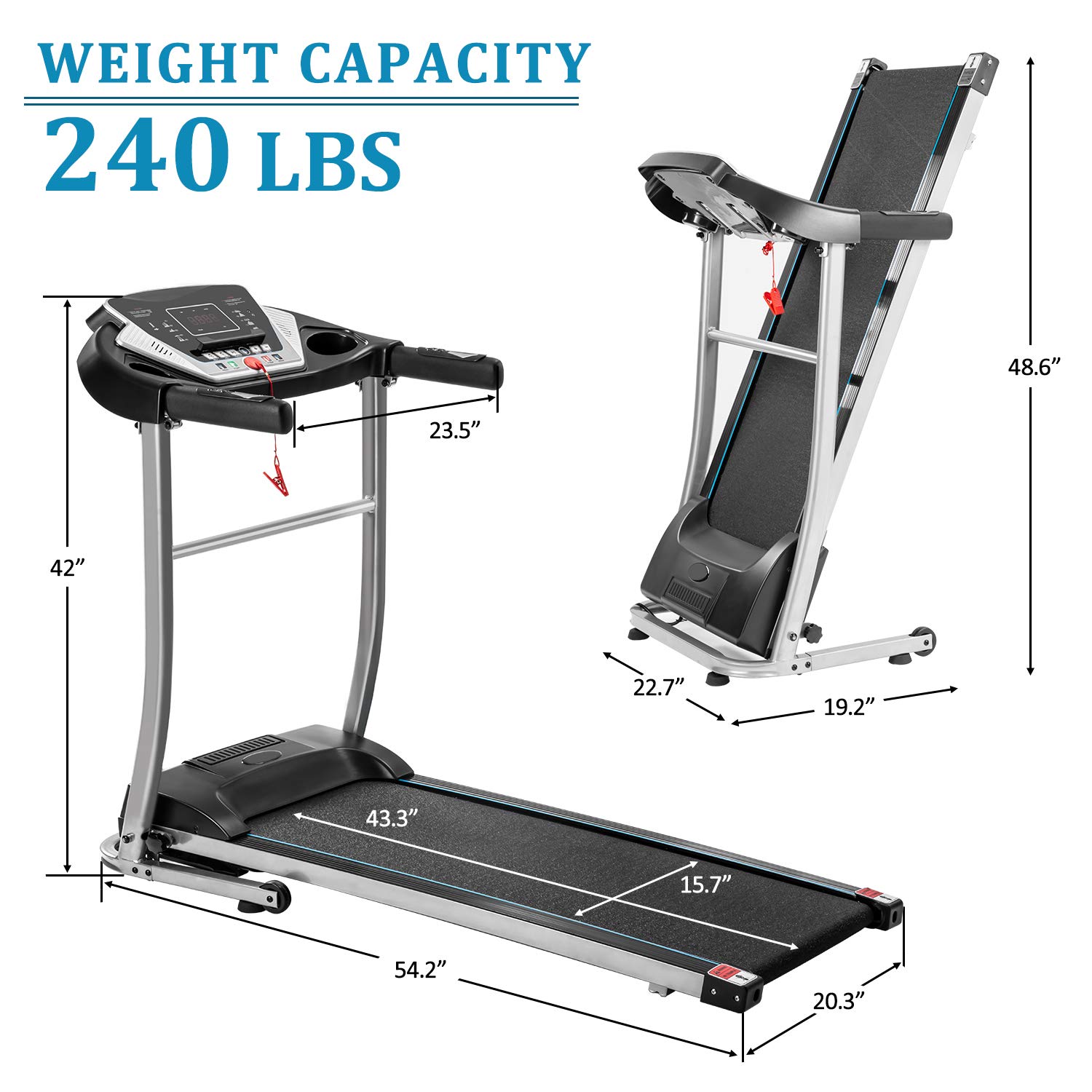 VIA FORTIS Treadmill for Home,Folding Electric Treadmill,Treadmill for Home Gym with 12 Preset Programs,Treadmills for Home,with LCD,Easy Assembly,Motorized Running Machine,Black