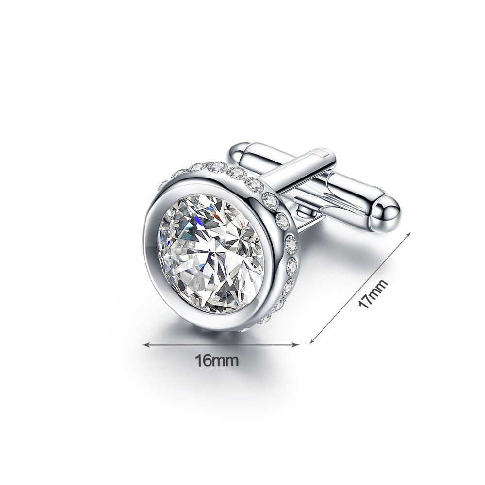 Pinannie Austria Crystal Shirt Cuff Links White Gold Plated Wedding Cufflinks for Mens (Purple)