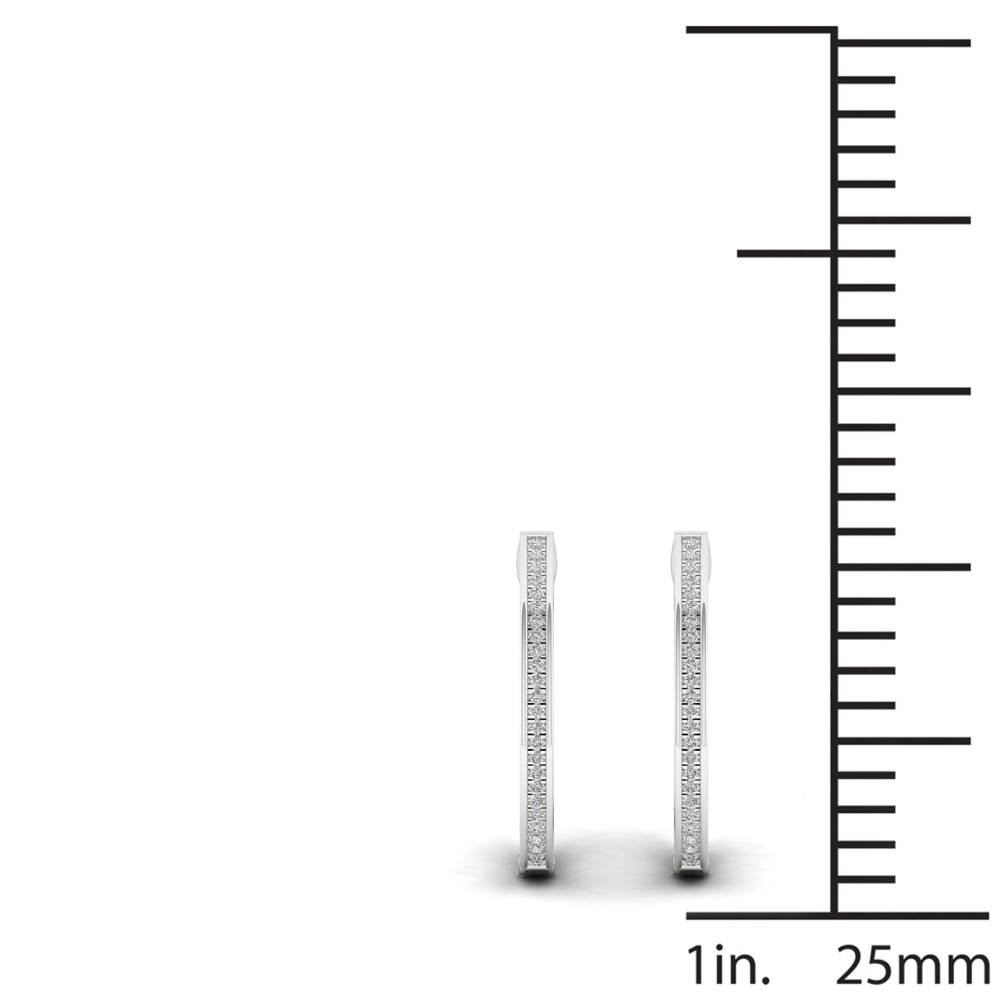 S925 Sterling Silver 1/6ct TW Diamond Row Hoop Earrings (I-J, I2)