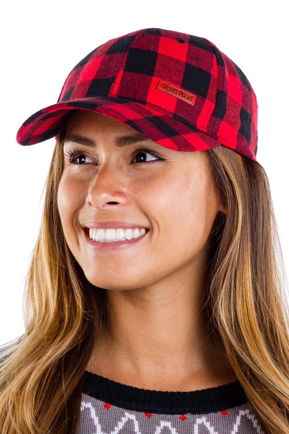 Tipsy Elves Buffalo Plaid Baseball Hat - Plaid Christmas Hats for Men & Women