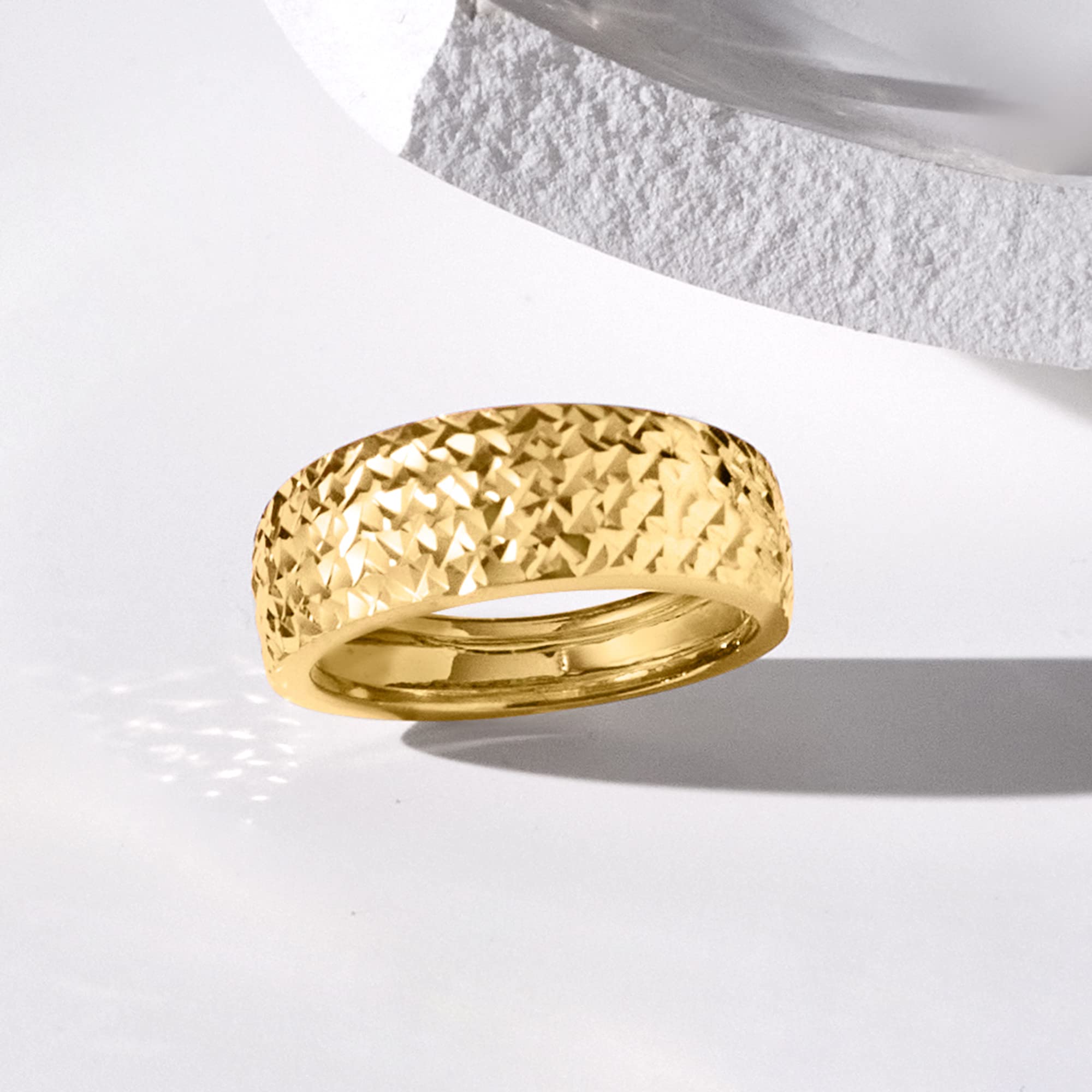 Ross-Simons Italian 14kt Yellow Gold Textured and Polished Ring. Size 7
