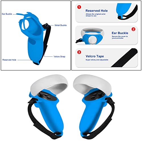 balikha Silicone Touch Controller Grip Protective Cover Sleeve for Quest 2 VR, Ease to Install Remove - Blue