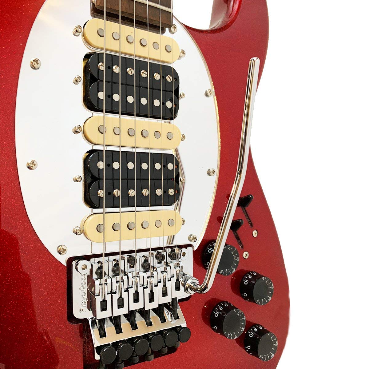 Sawtooth 6 String ES Hybrid Blood Red Sparkle Electric Guitar Designed by Michael Angelo Batio w Gig Bag and Accessories, Right, (ST FL-BRS-KIT)