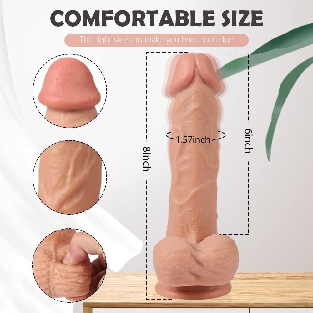 Silicone Realistic Dildo for Beginners Flexible Lifelike Penis for Women Couple for G-Spot Stimulation Dildos 8 Inches
