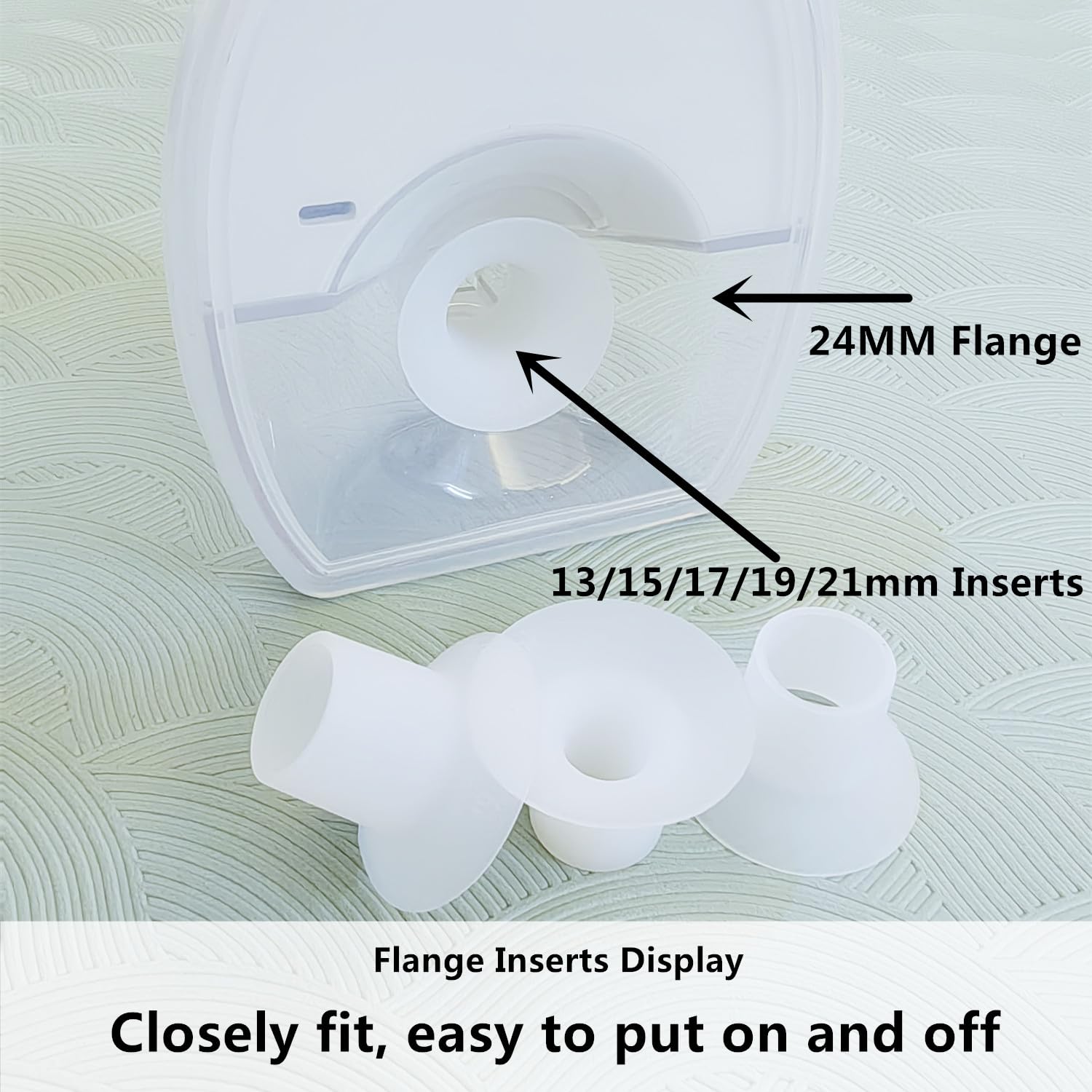 Wearable Breast Pump Flange Inserts 19mm, 4pcs Replacement Compatible with Spectra Motif Luna Medela Momcozy Tsrete 24mm Pump Flange for Pumping Moms