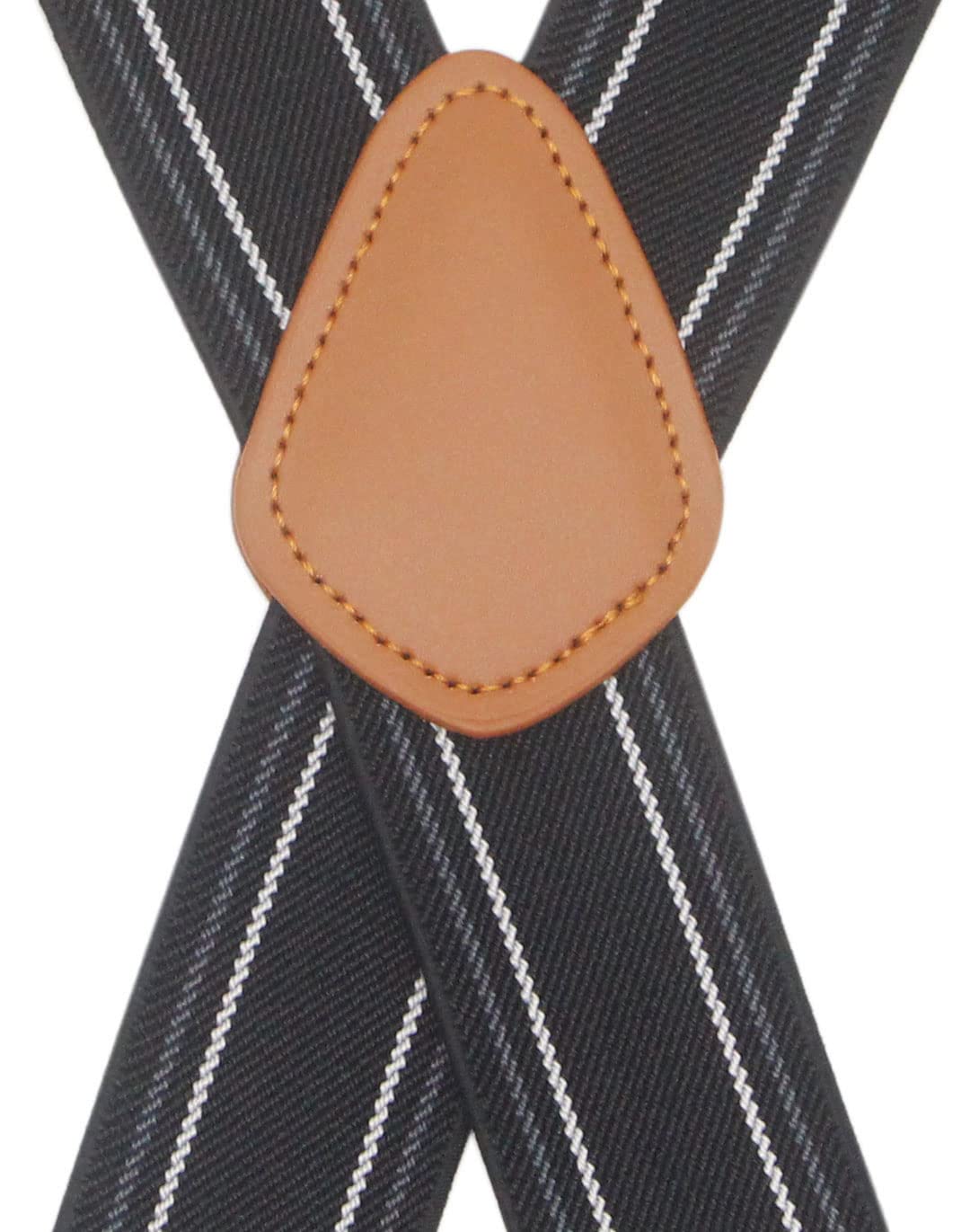 Timiot Mens Suspender 4 Swivel Strong Hooks Adjustable Braces Elastic Comfortable X Style Heavy Duty Strap (Black White Stripe)