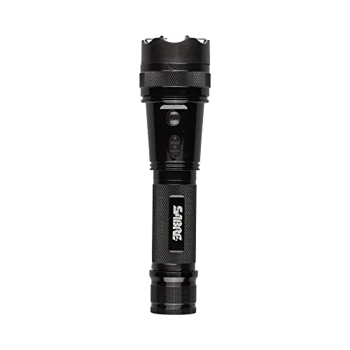 SABRE 2-in-1 Stun Gun with Flashlight and Belt Holster, Emits .76 Powerful Pain-Inducing Microcoulombs (”C) Charge, 130 Lumen Flashlight, Safety Switch, Rechargeable