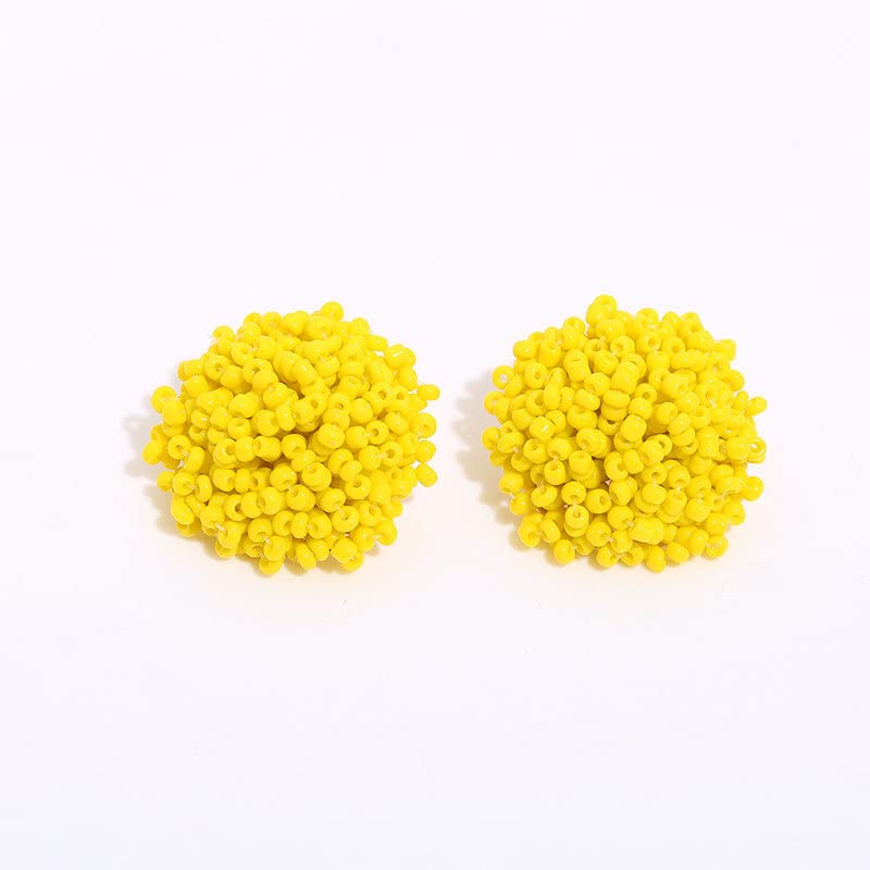 Wiipu 12 Pairs Seed Beaded Stud Earrings Resin Bead Earrings For Women Bohemian Statement Cluster Rainbow Seed Beads Big Round Earrings