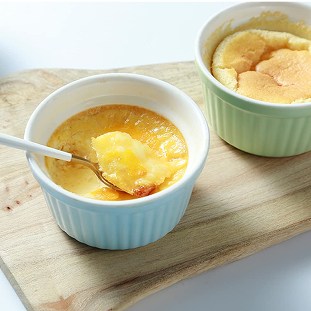 YAZYLIFE Ramekins 6oz Oven Safe,Creme Brulee Ramekins and Souffle Dishes,Porcelain Ramekin Baking Bowls,Dipping Sauce Dish.Pudding Cups,Set of 6,Colorful. (Colorful)