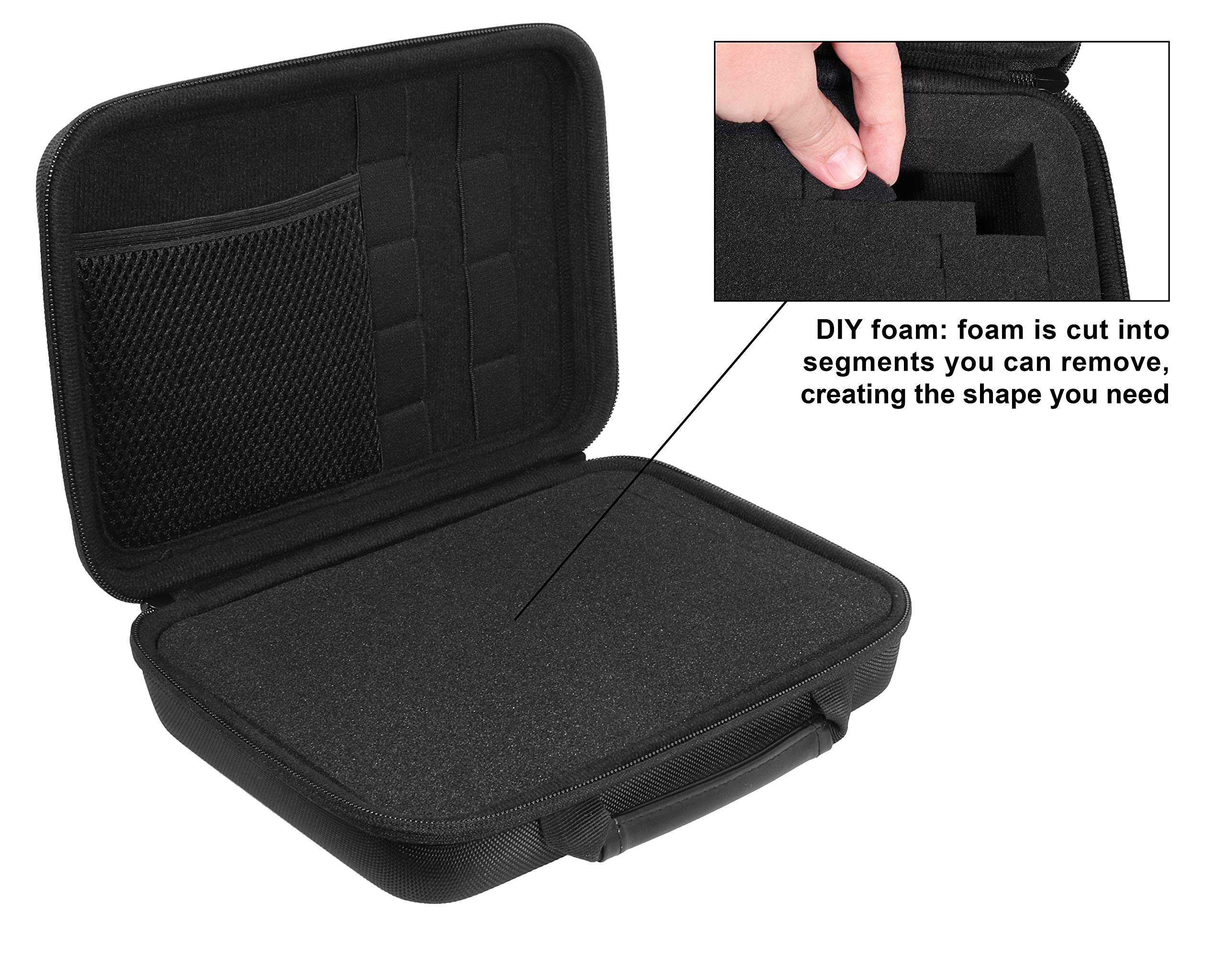 Professional Portable Recorder Case with DIY foam inlay for ZOOM H1, H2N, H5, H4N, H6, F8, Q8 Handy Music Recorders, Charger, Mic Tripod Adapter and Accessories (Polyester Black)