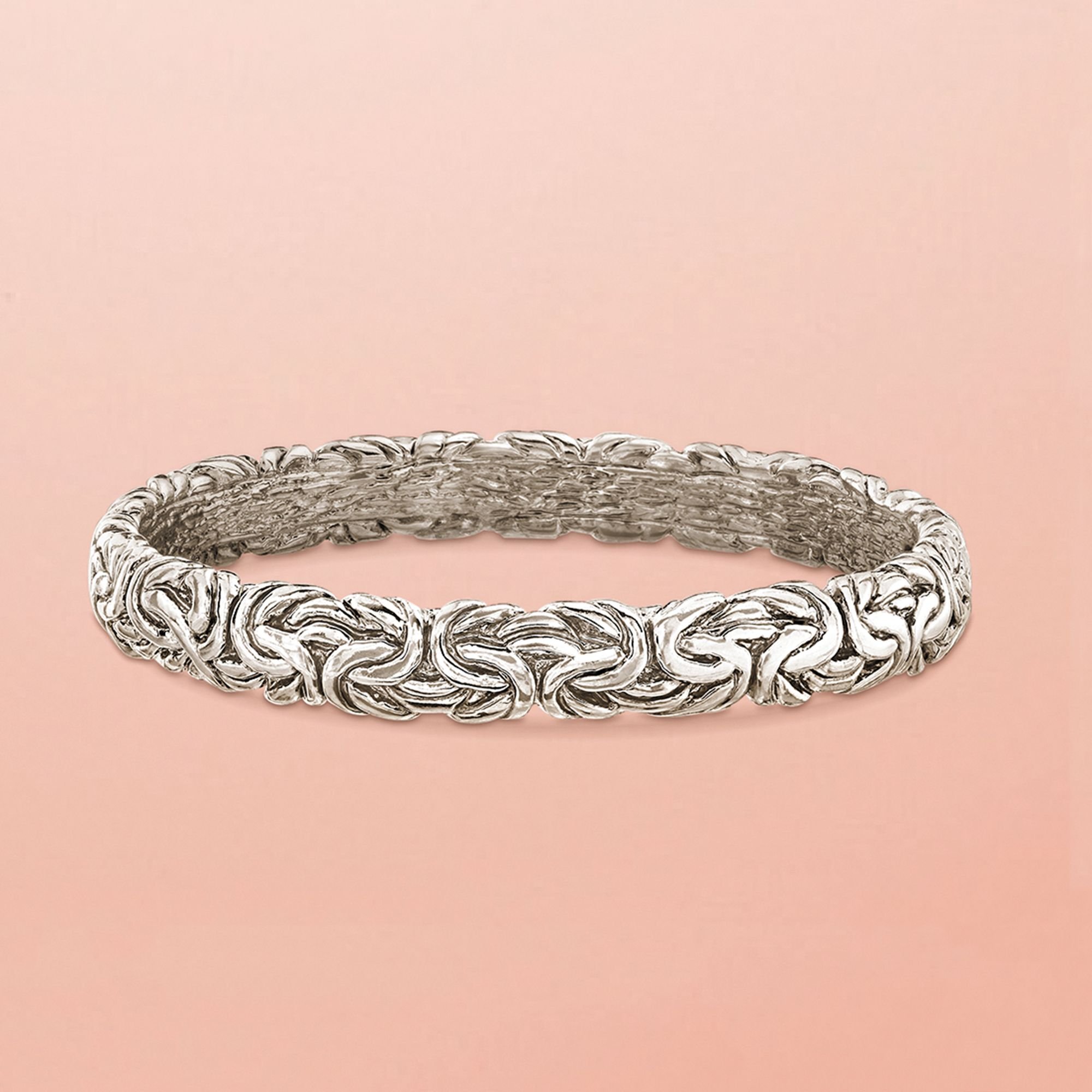 Ross-Simons Italian Sterling Silver Flat Byzantine Bangle Bracelet. 8 inches