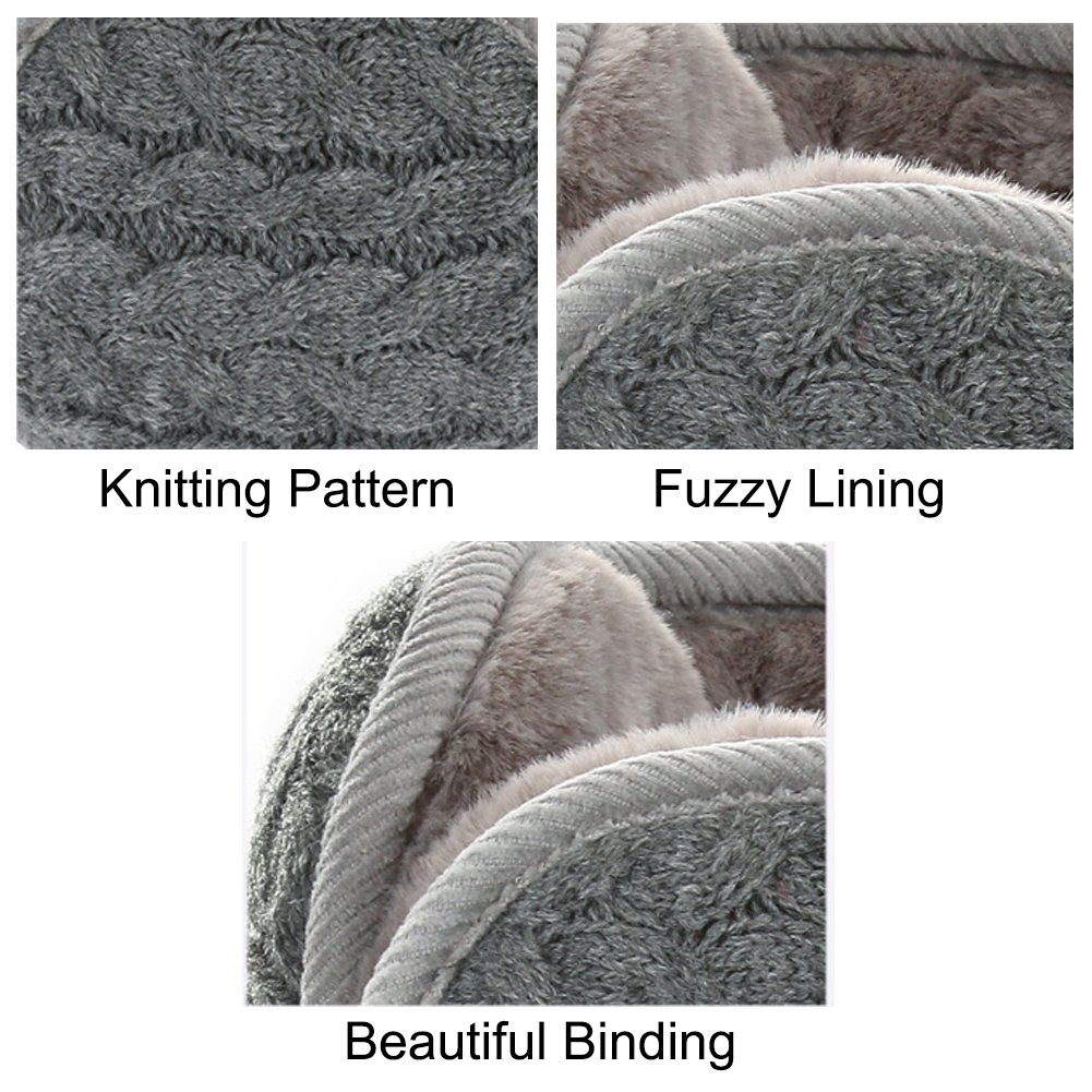 Rungion Unisex Warm Knit Women Earmuff Cashmere Winter Pure Color Earmuffs Fur Earwarmer Adjustable Wrap