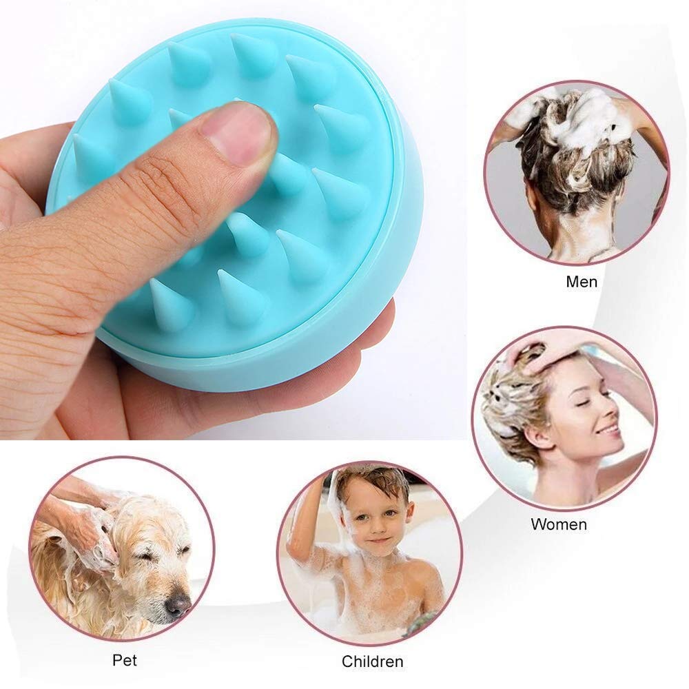 Set of 4 Soft Silicone Hair Scalp Massager, Shampoo Brush with Dandruff Brush(Assorted Colors)