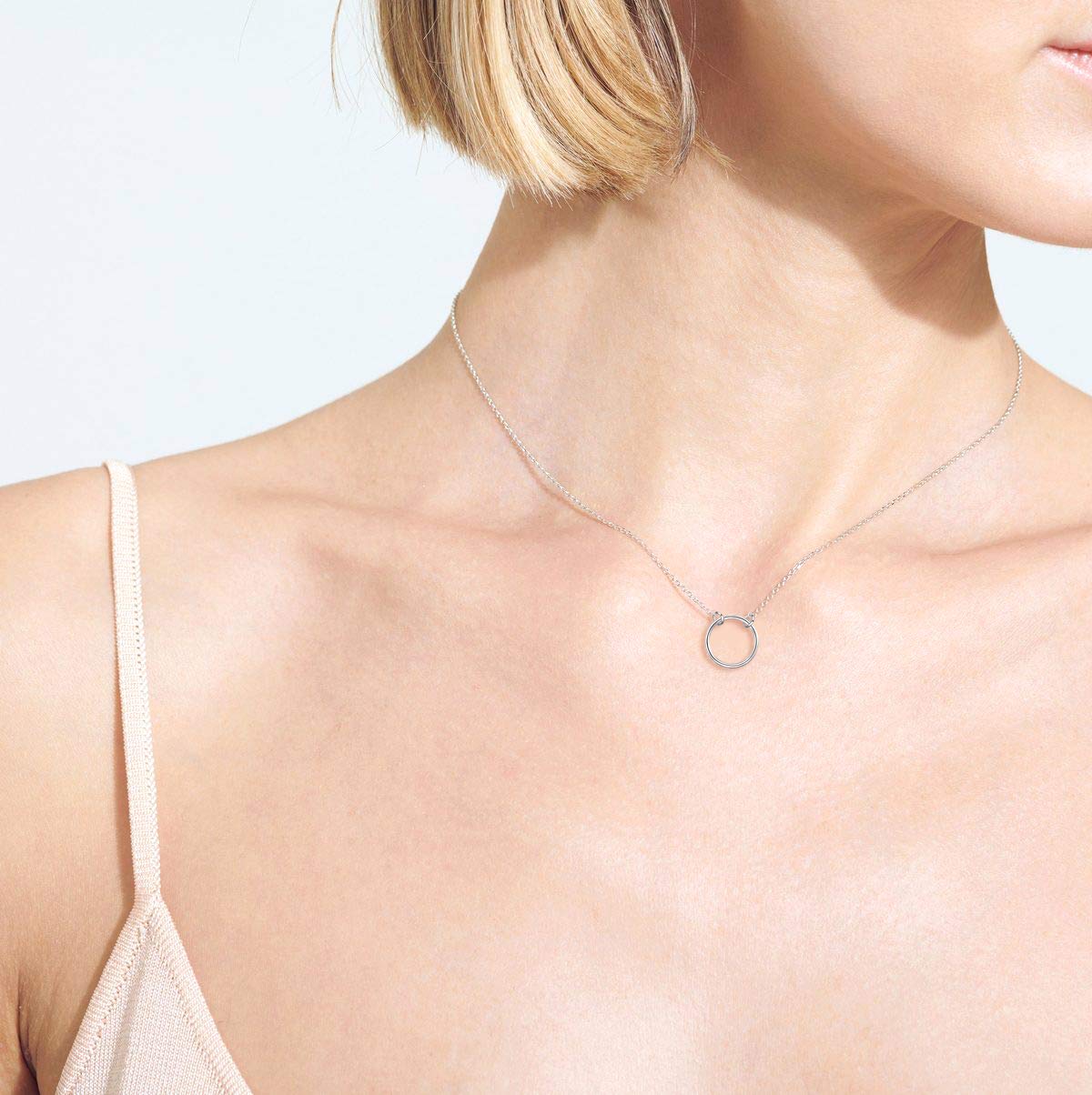 YFN Circle Necklace Sterling Silver Karma Pendant Necklace Open Circle Necklace for Women Jewelry