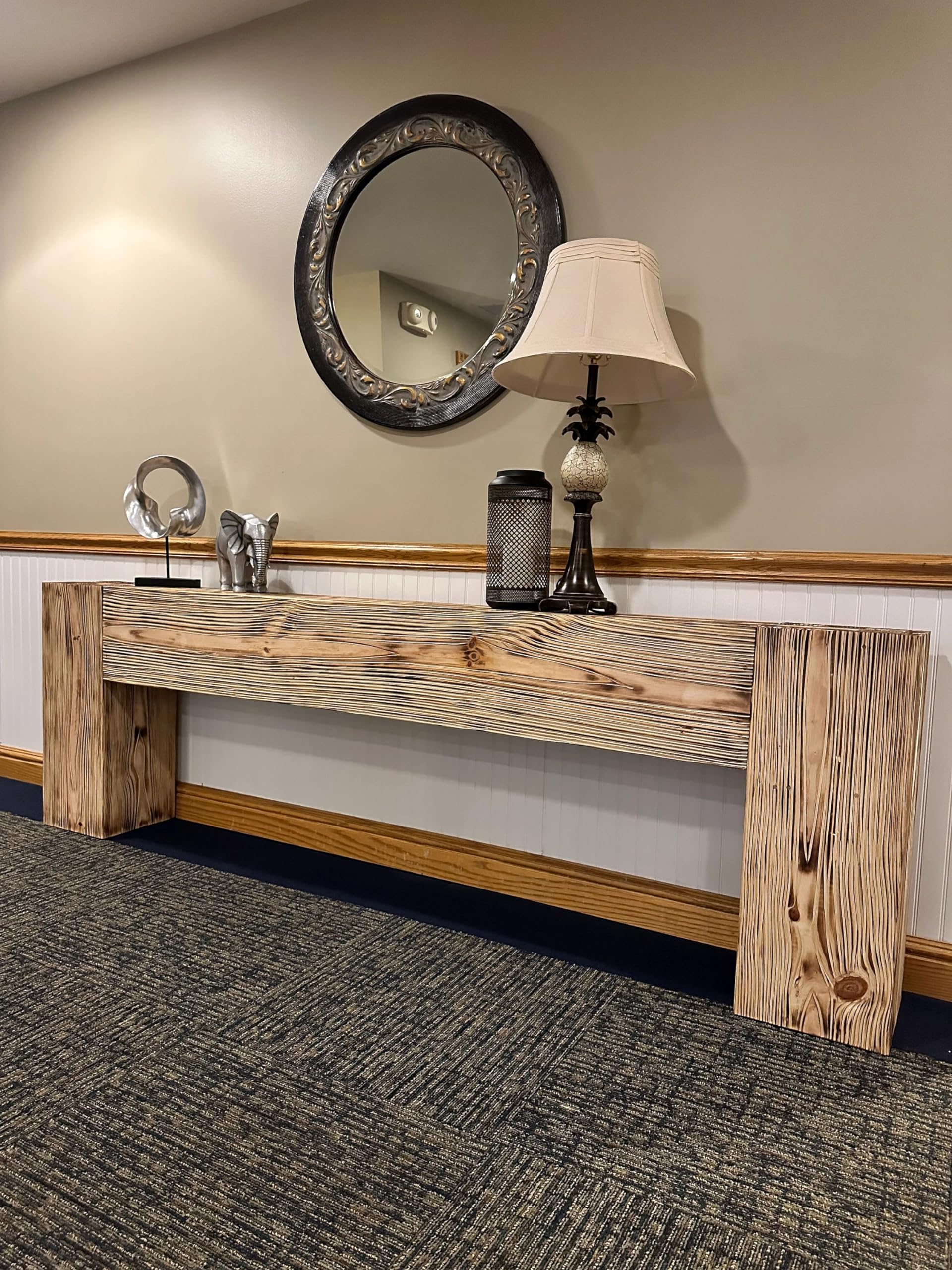 Rustic Wooden Console With Burnt Finish (Pine, X-Small (30x11x48) inches)