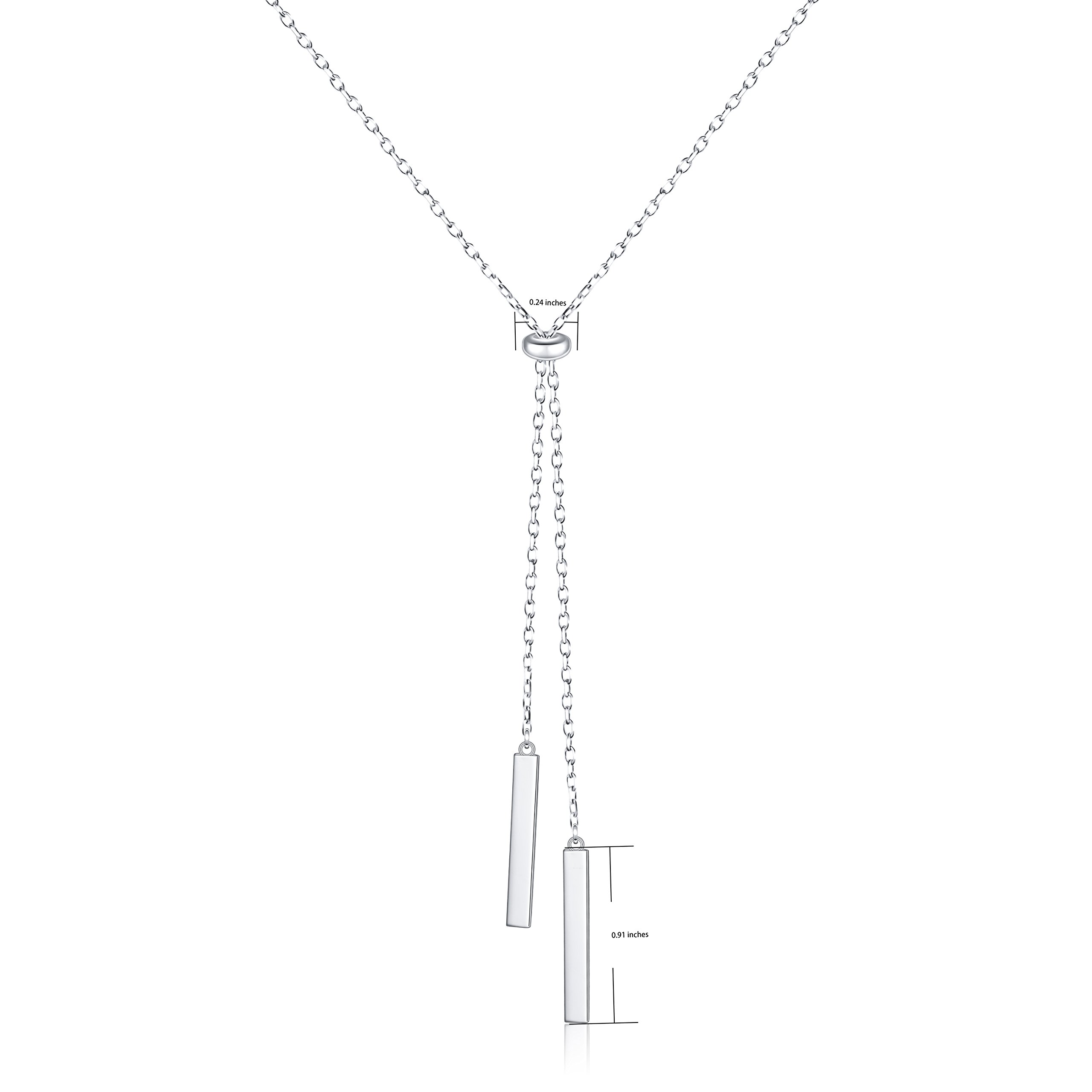 Shaoan Jewelry Graduation Gift Sterling Silver Long Tassel Necklace Bar Y Lariat Long Chain Drop Adjustable Necklace Gift for Her, 30"