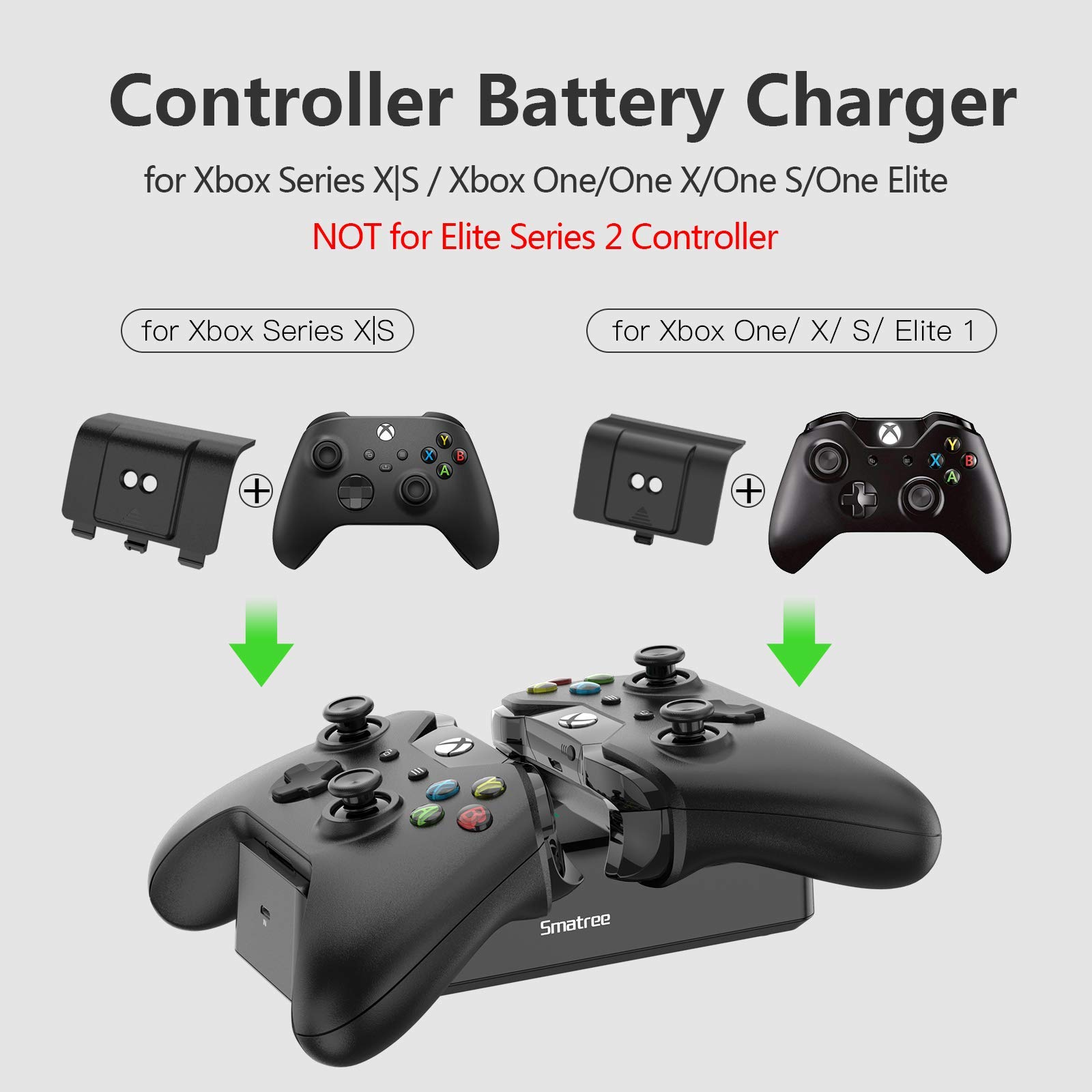 Smatree Controller Charger for Xbox Series X|S/Xbox One, 5Pcs Battery with Charger Station Compatible with Xbox Series X|S/Xbox One/One X/One S/One Elite