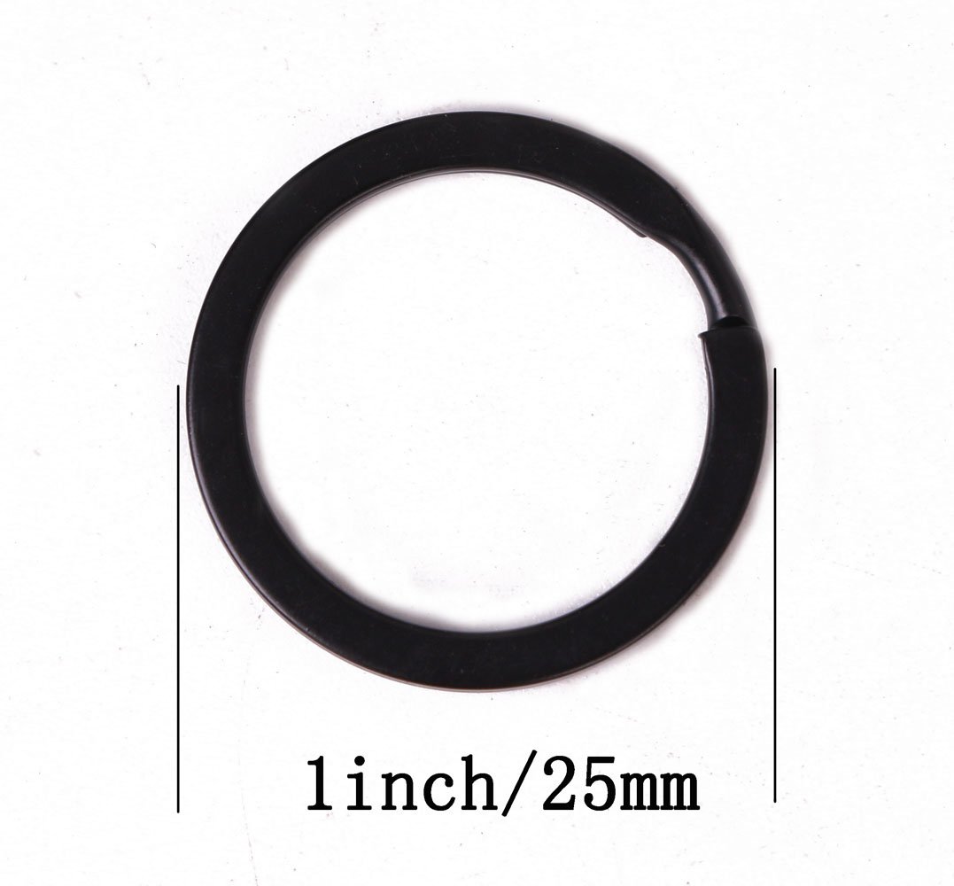 Shapenty 100PCS Black Metal Key Rings Bulk Flat Split Key Chain Part Connector Keyring Clip Keychain Clasp Holder for DIY Craft Project and Home Car Keys Organization (Black, 1 Inch/25mm)