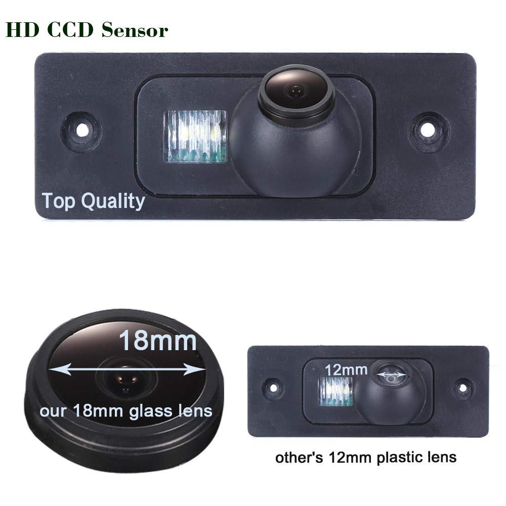 Super HD CCD Sensor Vehicle 170 Wide Angle Night Vision Rear View IP68 Reverse License Plate Backup Camera Compatible with TT 8J /Cayenne 9PA