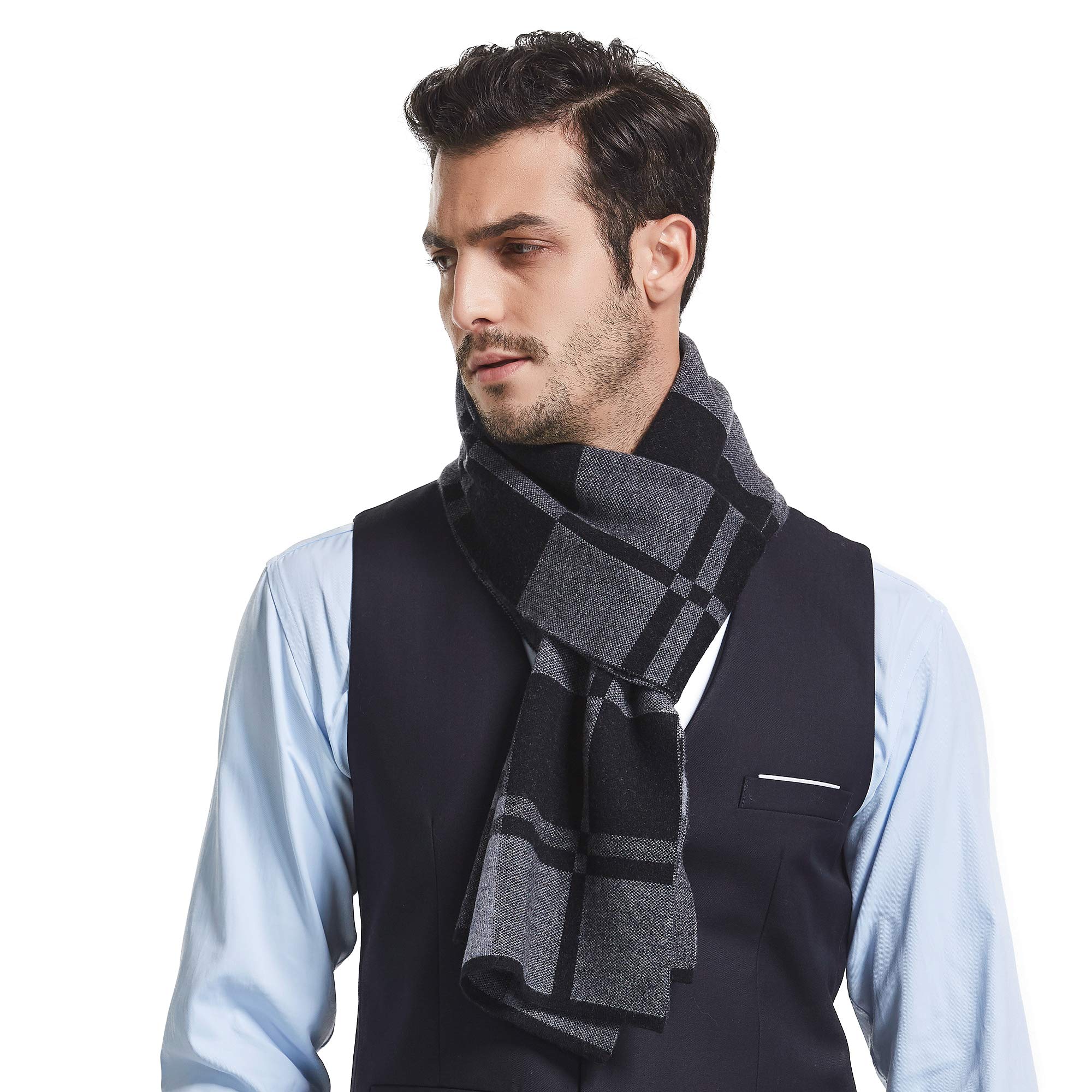 RIONA Men's 100 Australian Merino Wool Scarf Knitted Soft Warm Neckwear