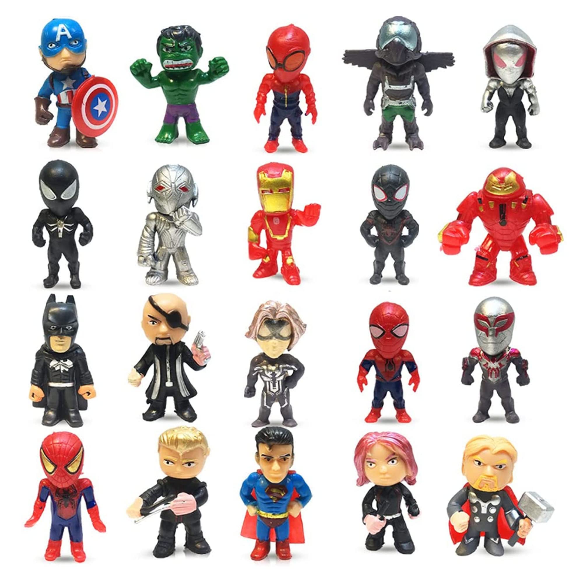ZUAN Mini Superhero Action Figure Kids Keychains for Everyday Collections, Christmas Tree Ornaments,Birthday Party Easter Gifts Cupcake Decorating Set (A-26PCS)