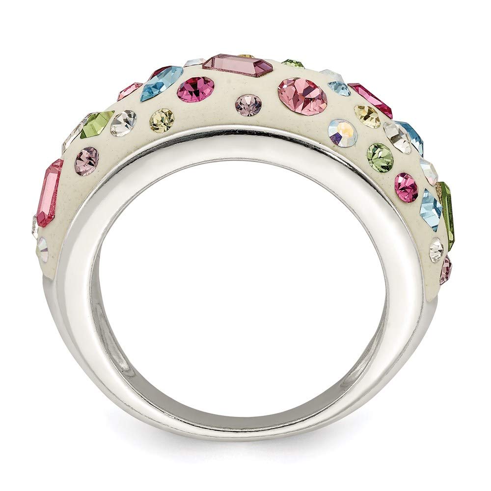 Sterling Silver Stellux Crystal Multi-Color White Ring style QR4180-6