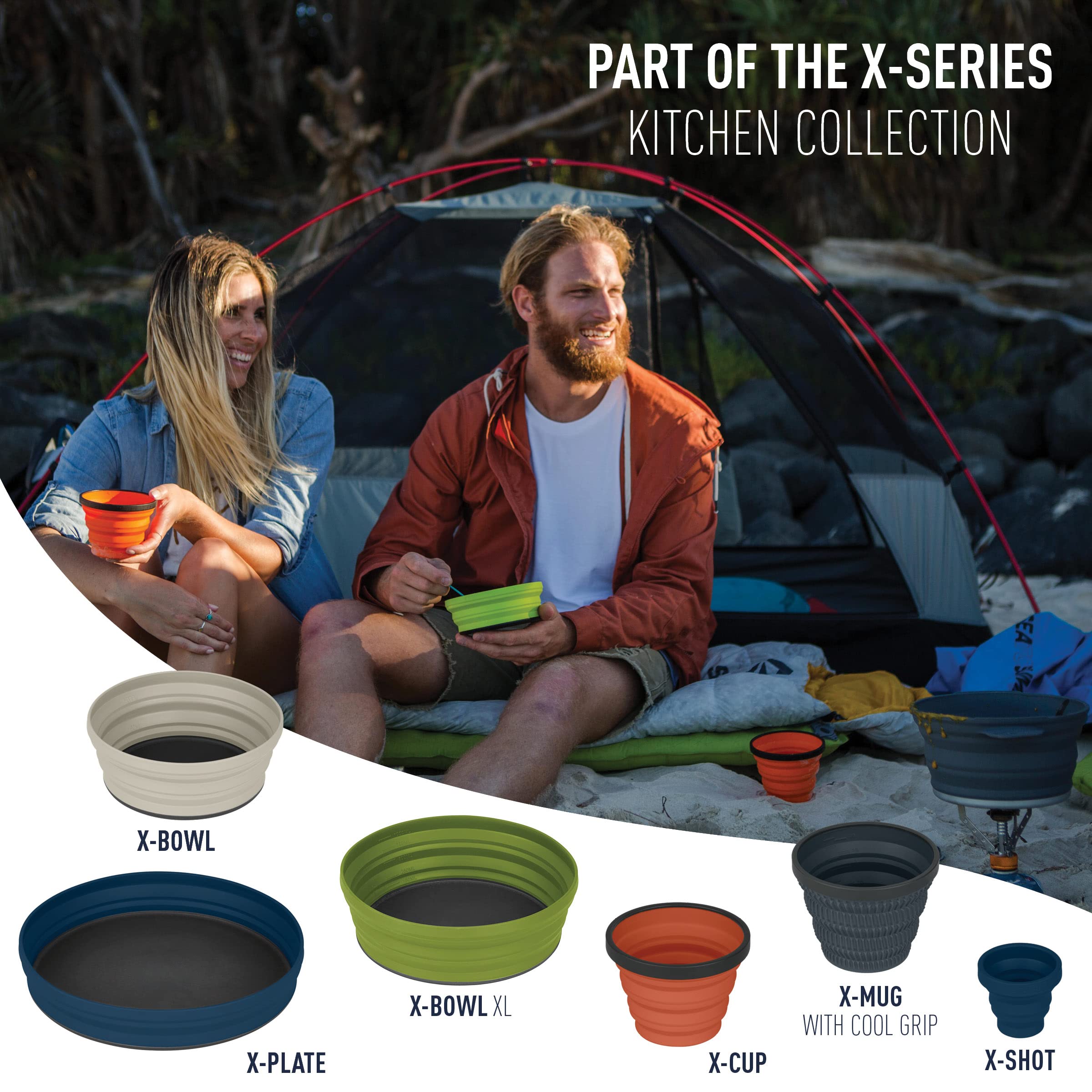 Sea to Summit X-Bowl Collapsible Silicone Camping Dish, Original (22 fl oz), Sand