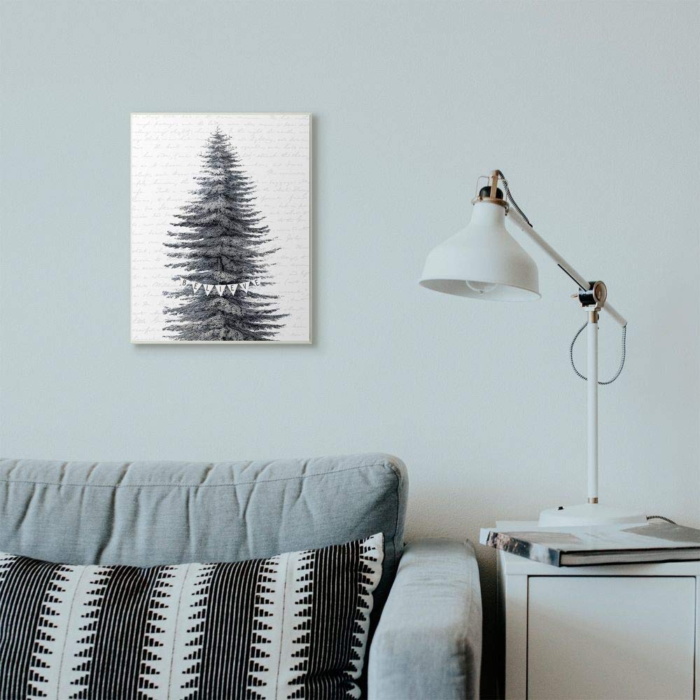 Stupell Industries Snow Covered Christmas Tree Believe Holiday Word Design Wall Plaque, 13 x 19, Multi-Color