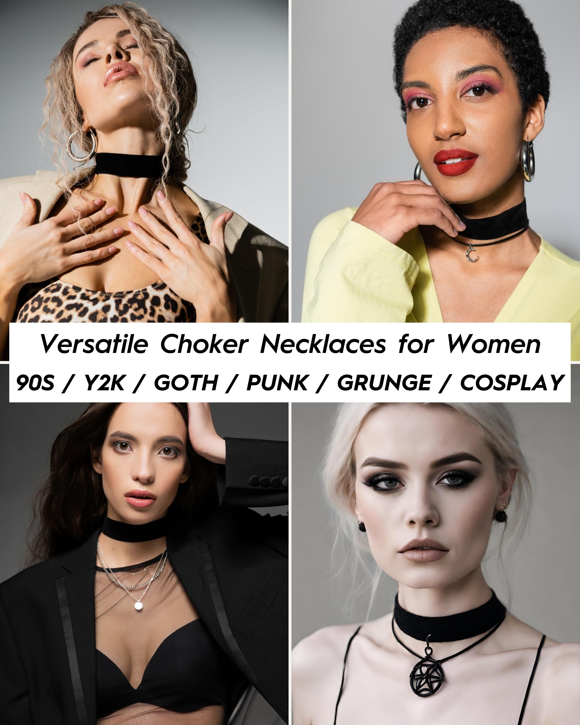 STACKABLE CREATIONS Black Choker Necklaces for Women, Wide Velvet Thick 90s Ribbon Neck Collar