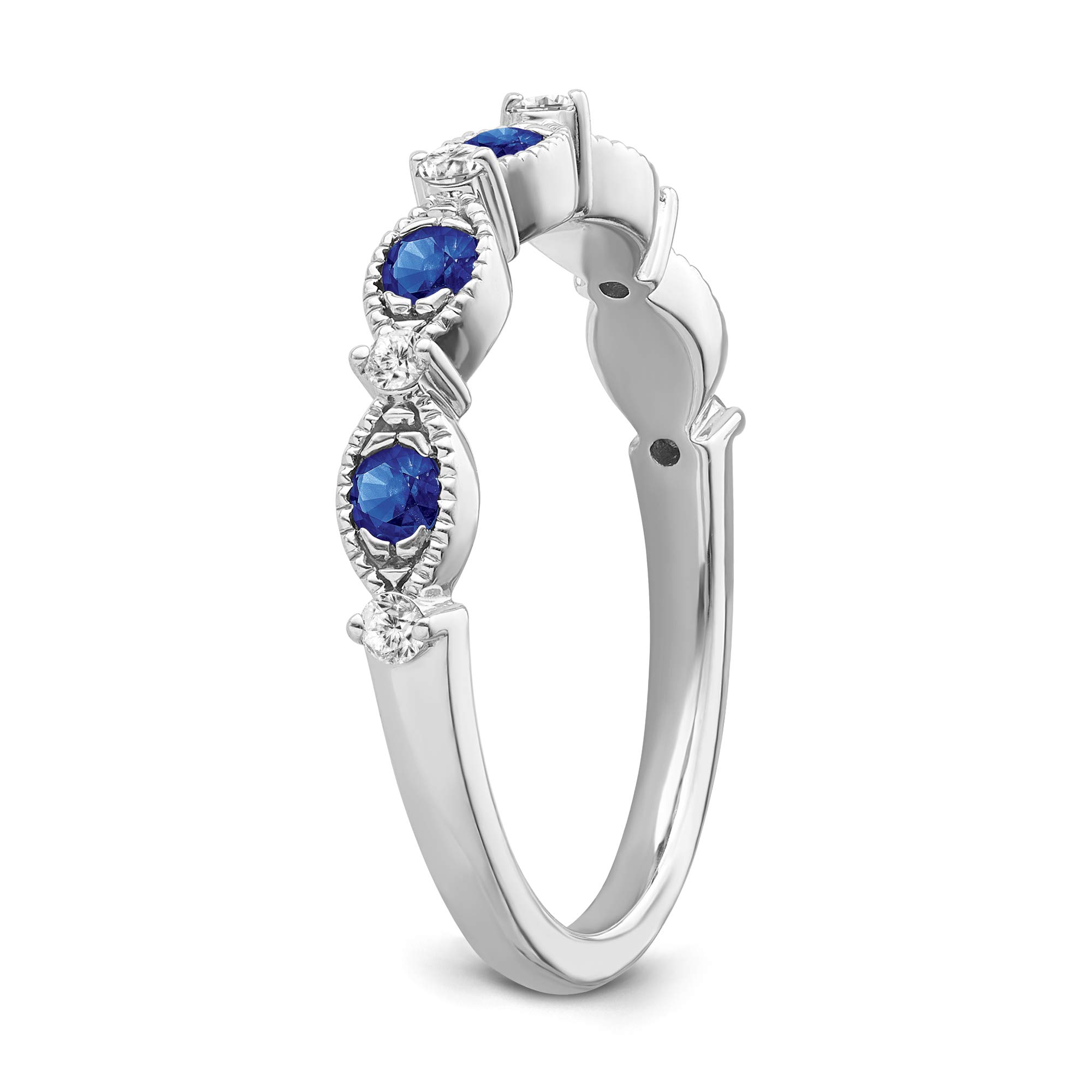 Sterling Sliver Diamond and Blue Sapphire Stackable Eternity Band Ring (1/10 cttw, I-J Color, I2-I3 Clarity), Size 6