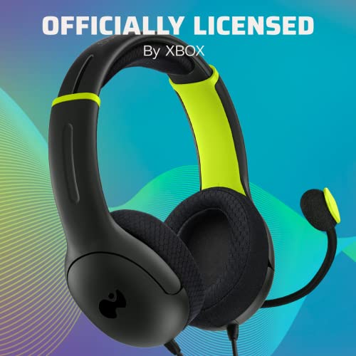 PDP Gaming AIRLITE Xbox Headset with Microphone, Series XS/Xbox One/Windows PC, Lightweight Wired Power Stereo Headphones, Noise-cancelling Mic- Electric Black (Only at Amazon)