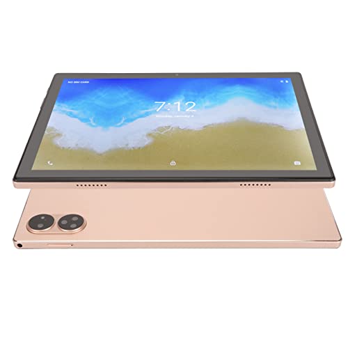 Zyyini Octa Core Tablet, Gold 8GB RAM 128GB ROM 100‑240V 10.1 Inch HD Tablet 5G WiFi 8MP Front 13MP Rear Camera for Working (US Plug)